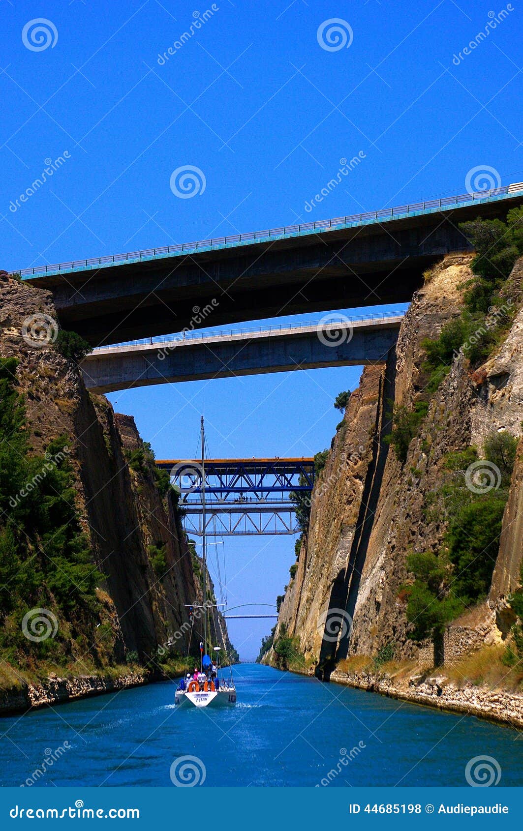 Corinth canal by boat editorial stock photo. Image of mediterranean ...