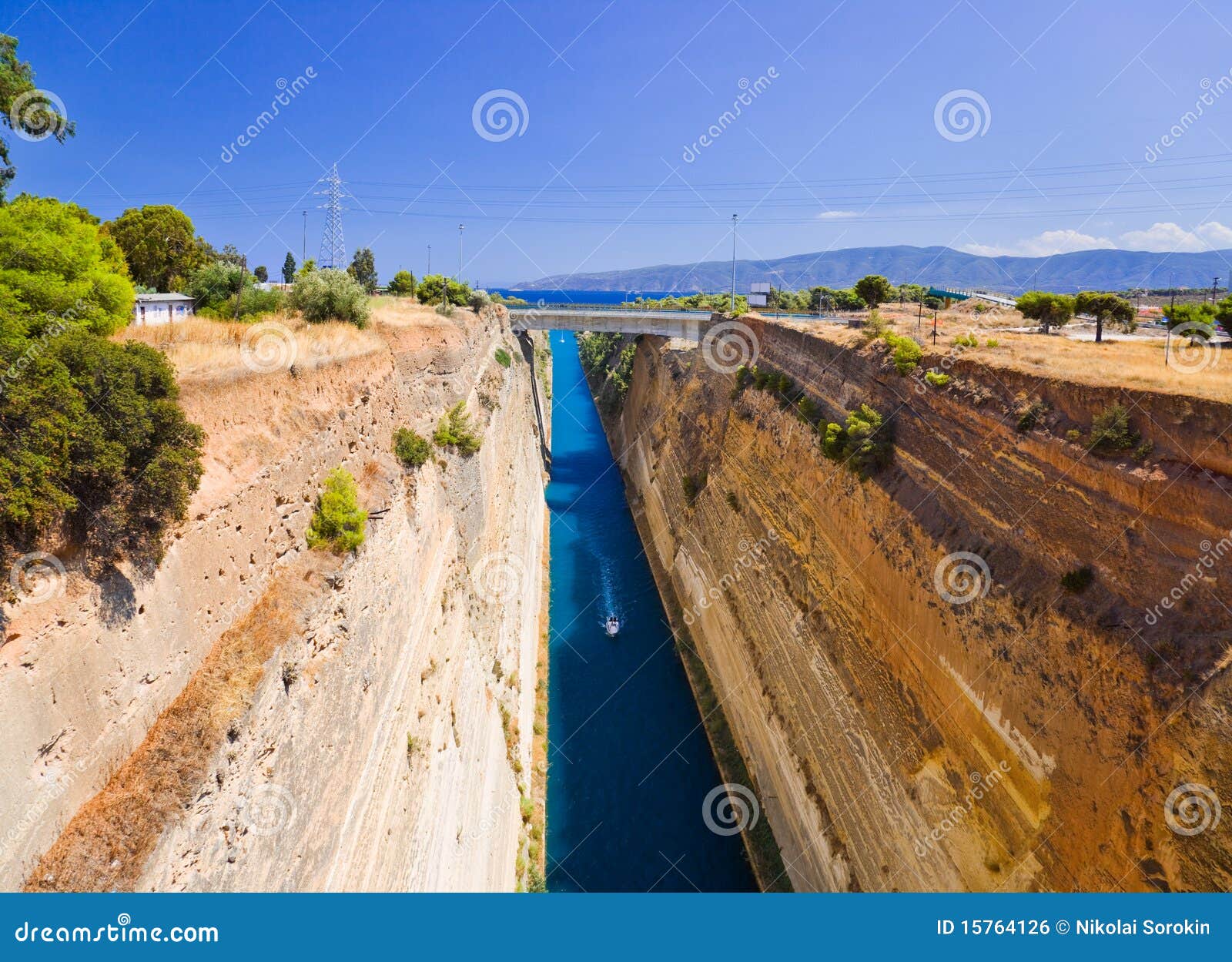 Corinth channel in Greece stock photo. Image of cliff - 15764126