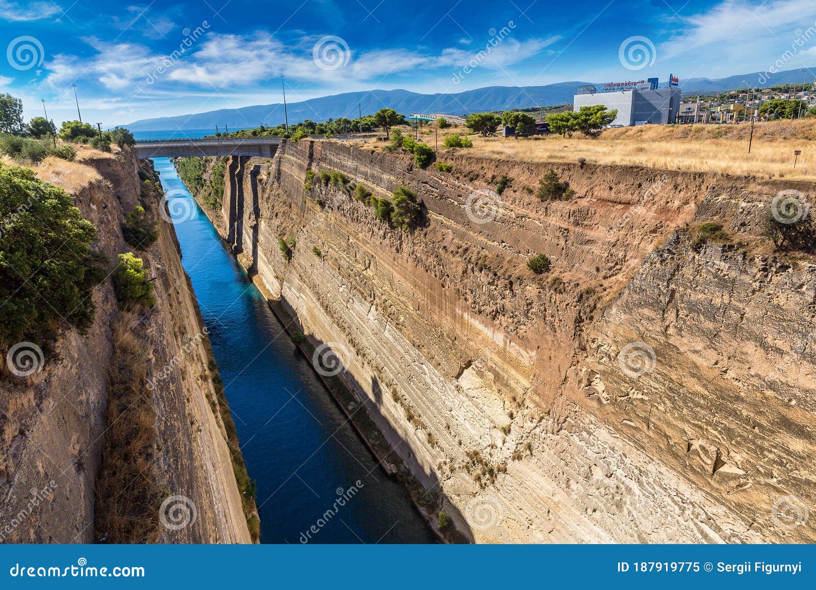Corinth channel in Greece stock image. Image of connection - 187919775