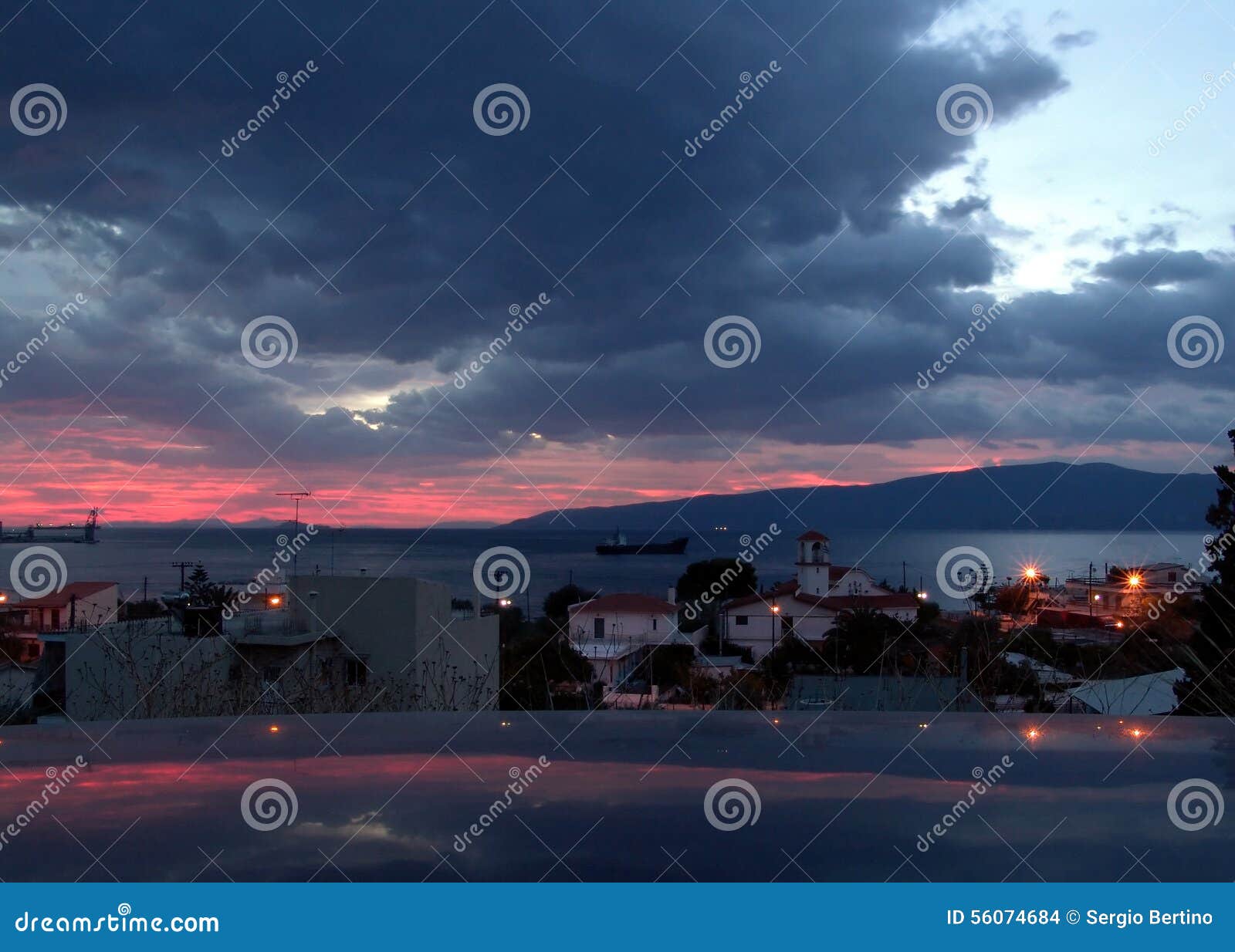 Corinth, Greece at Nightfall Stock Photo - Image of nightfall, europe ...