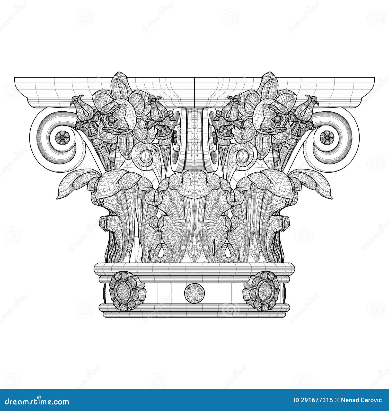 Corinthian Capital Column Vector. Illustration Isolated on White ...