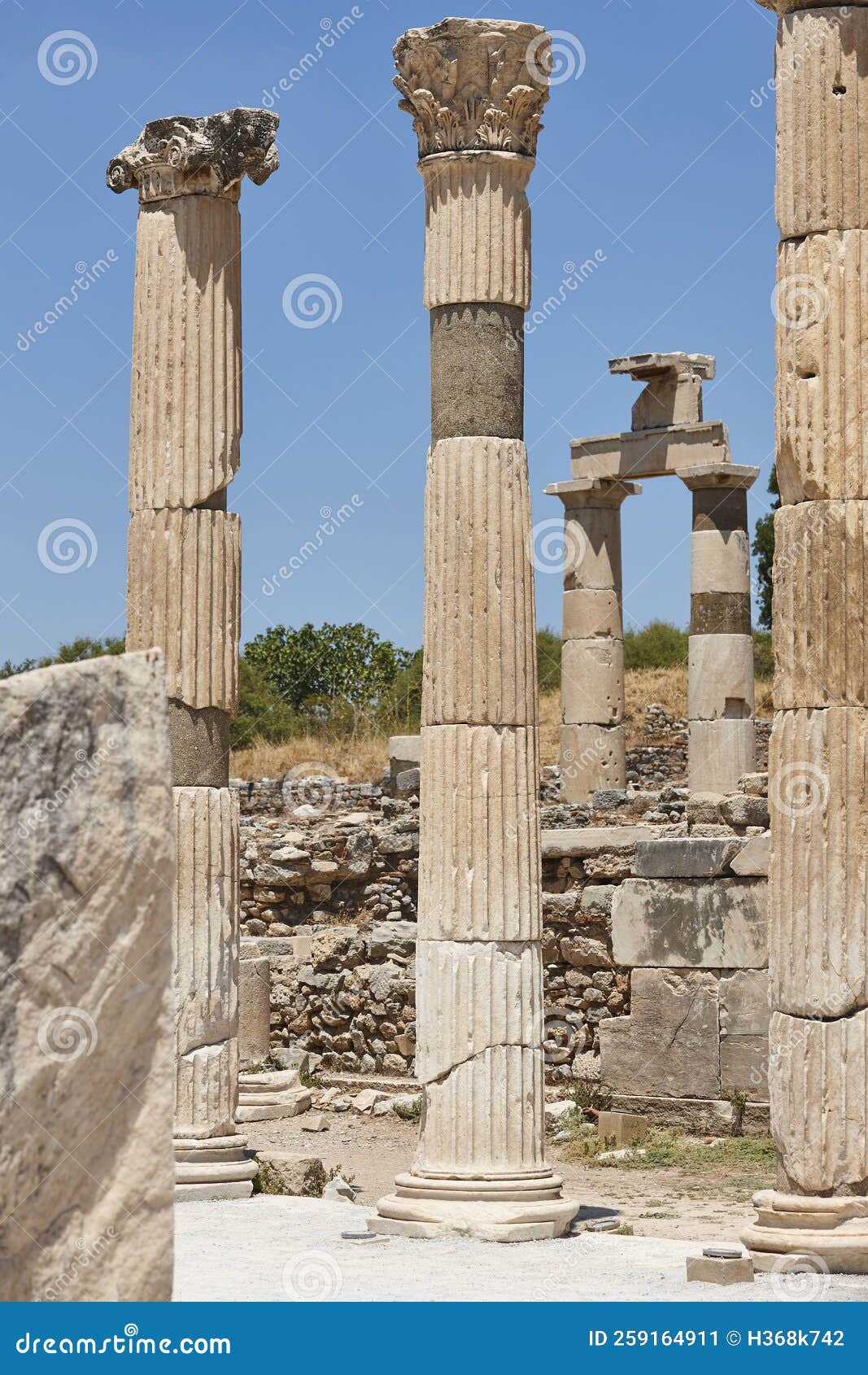 Corinthian Capitals and Columns in Ephesus Archeological Ancient Site ...