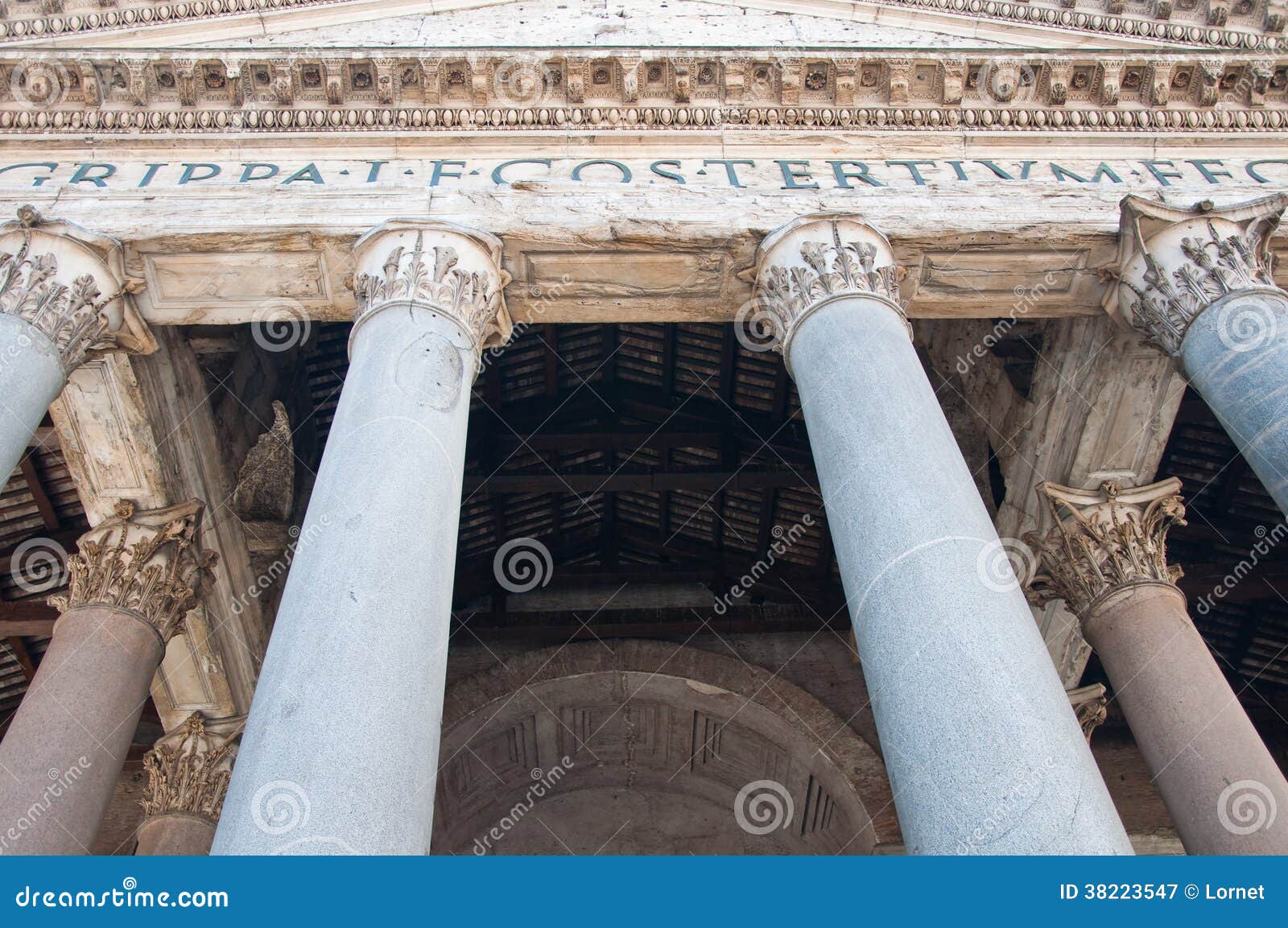 The Corinthian Columns of the Pantheon. Rome. Stock Image - Image of ...