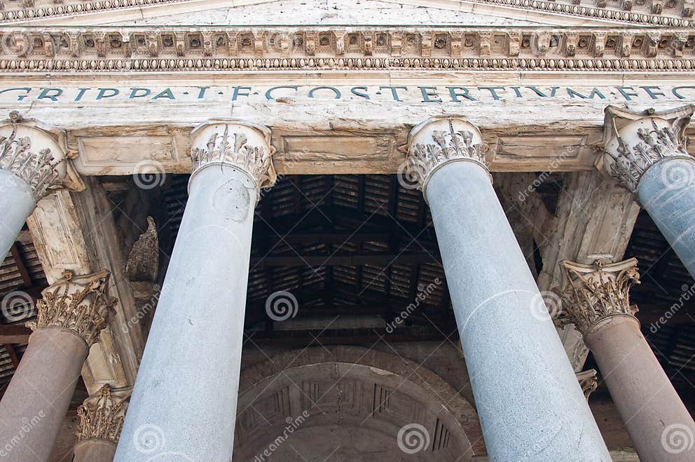 The Corinthian Columns of the Pantheon. Rome. Stock Image - Image of ...