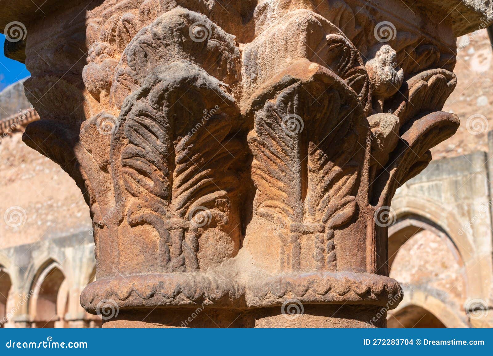 Corinthian Detail of Romanesque Stone Column Stock Photo - Image of ...