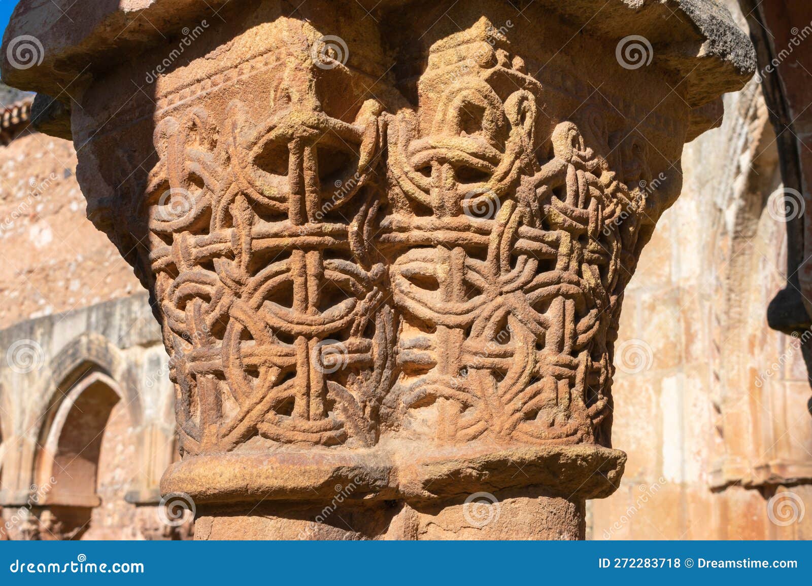 Corinthian Detail of Romanesque Stone Column Stock Photo - Image of ...
