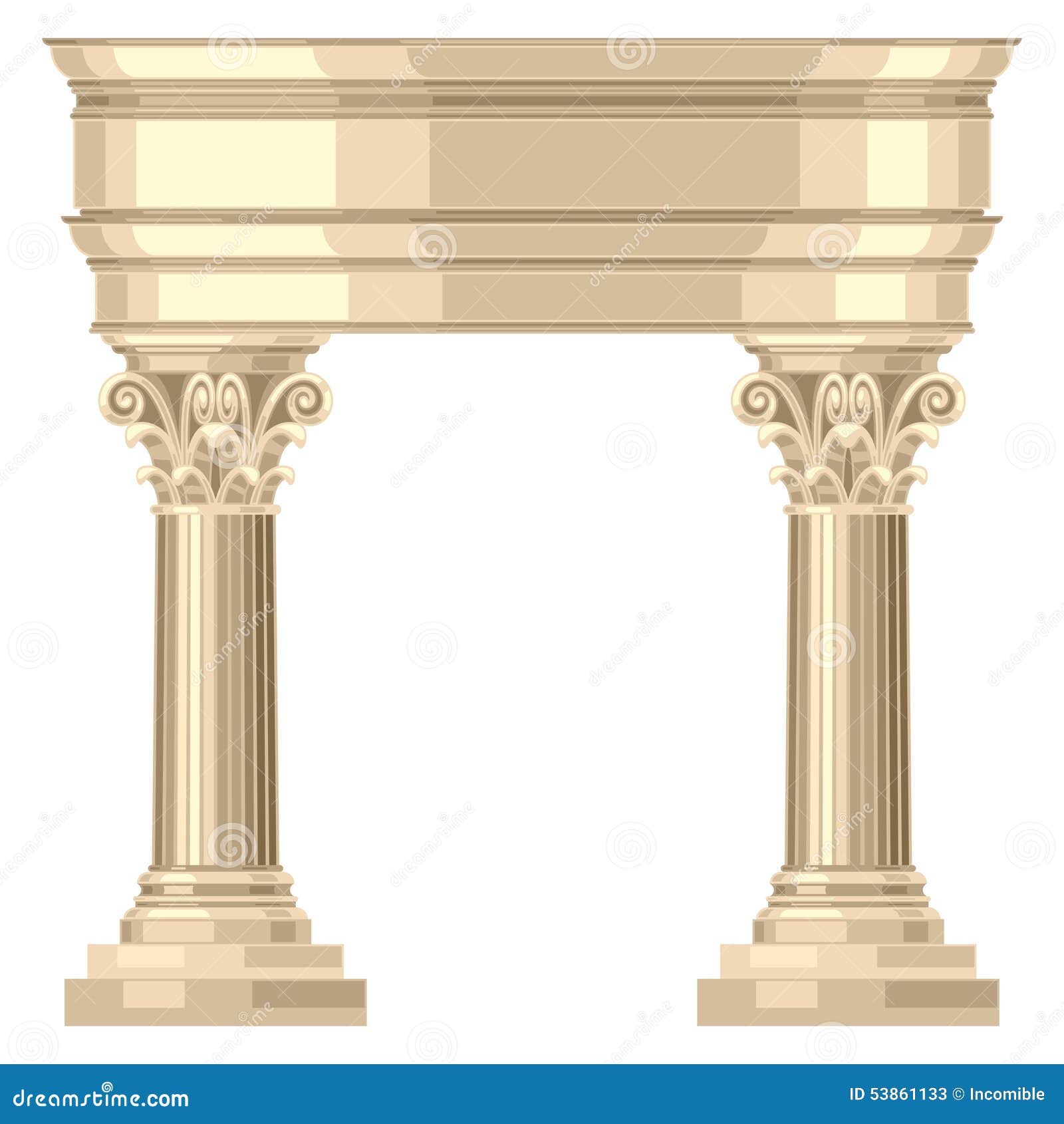 Corinthian Realistic Antique Greek Gold Column Cartoon Vector ...