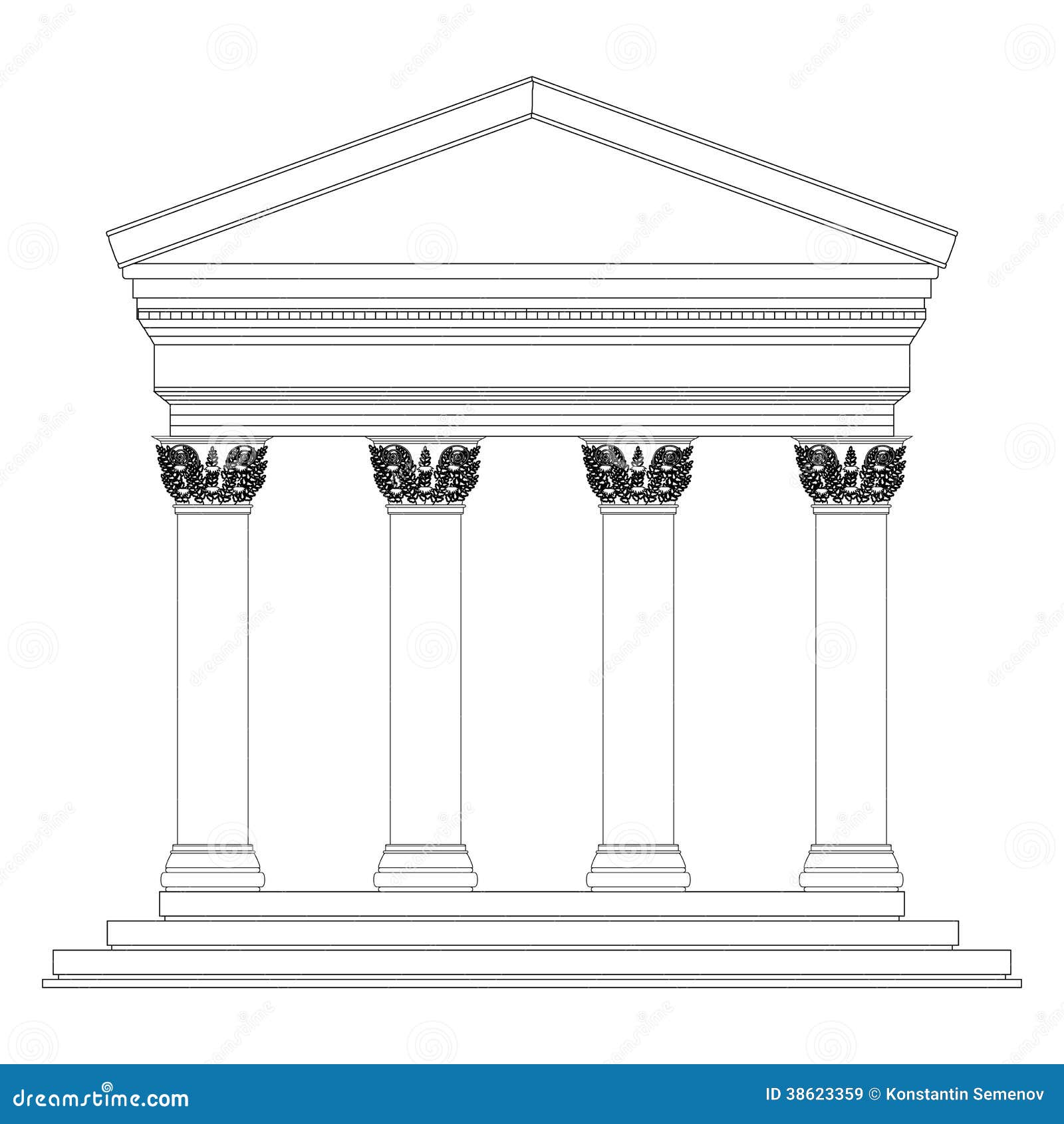 Corinthian Portico Of Octavia, Vintage Engraving Cartoon Vector ...