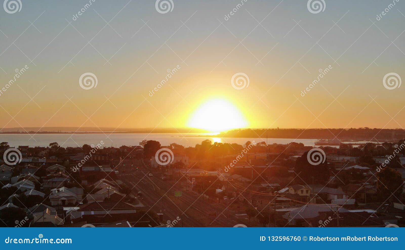 Sun set Corio bay stock photo. Image of corio, long - 132596760