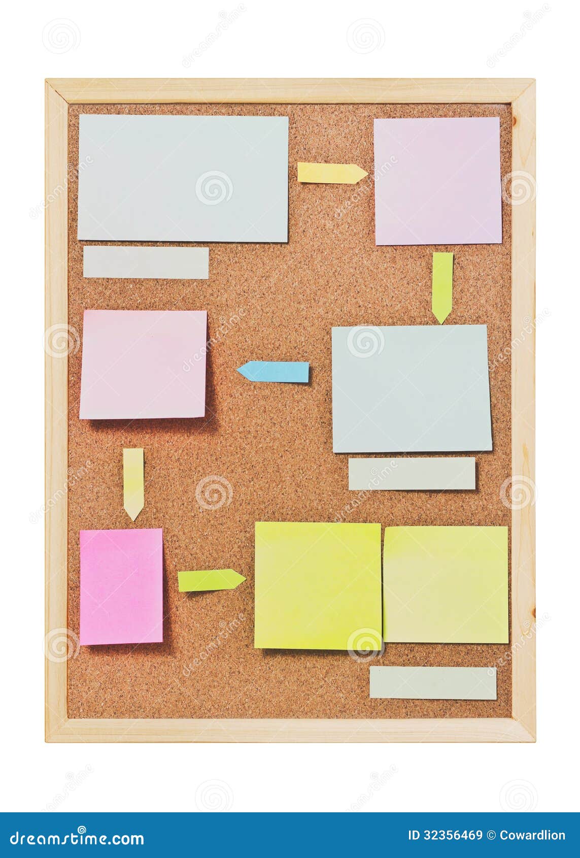 Cork Board with Blank Paper Notes Stock Image - Image of frame, cork ...