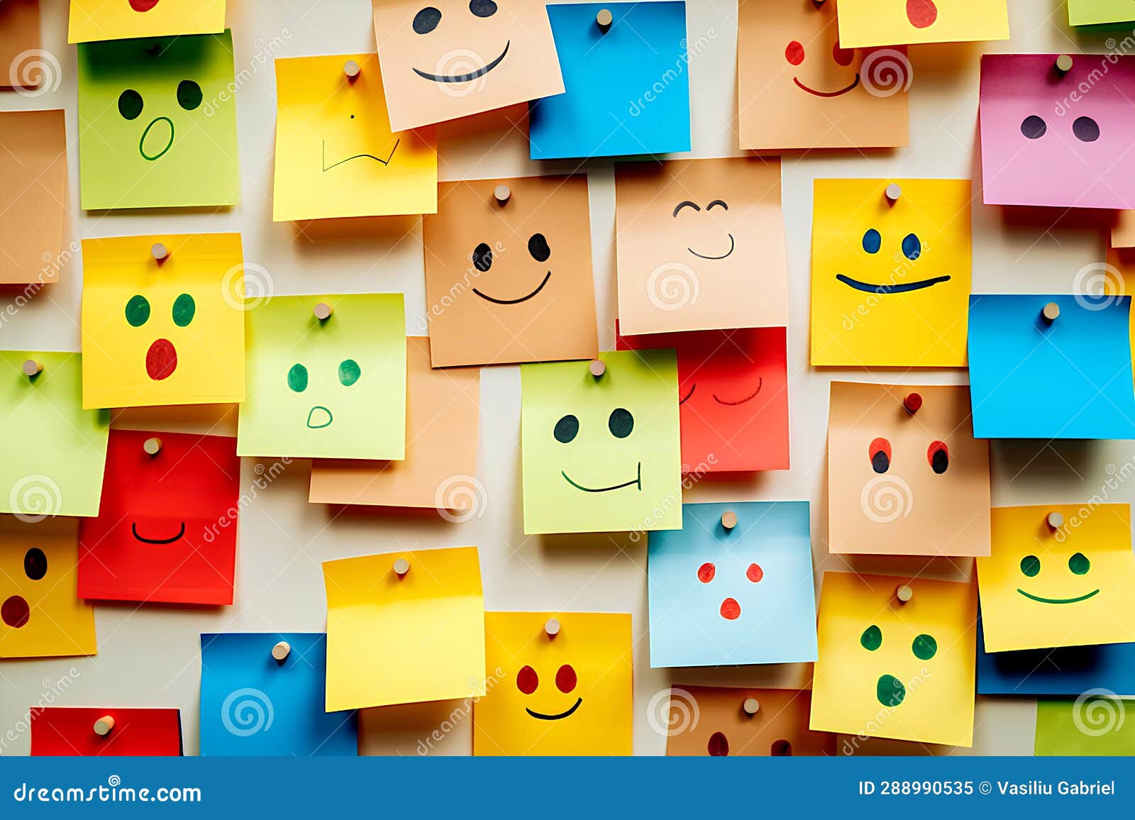 Cork Board with Colorful Post Its Representing Various Emoticons with ...