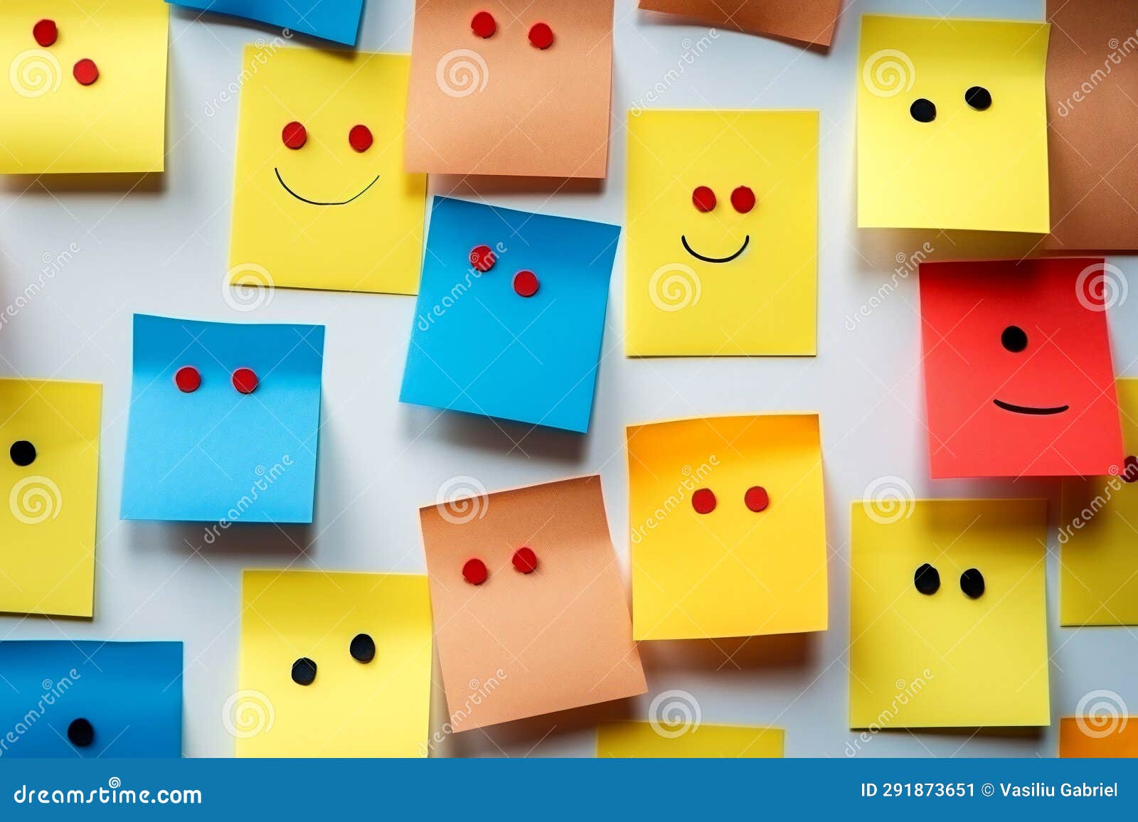 Cork Board with Colorful Post Its Representing Various Emoticons with ...