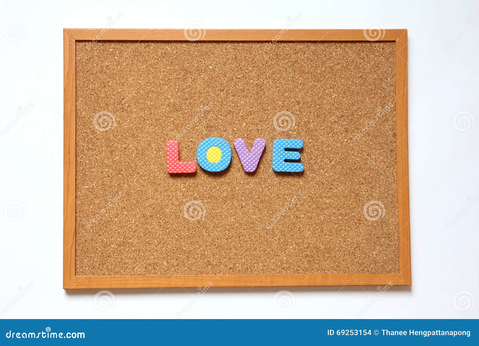 Cork Board with Love Wording on White Background Stock Photo - Image of ...