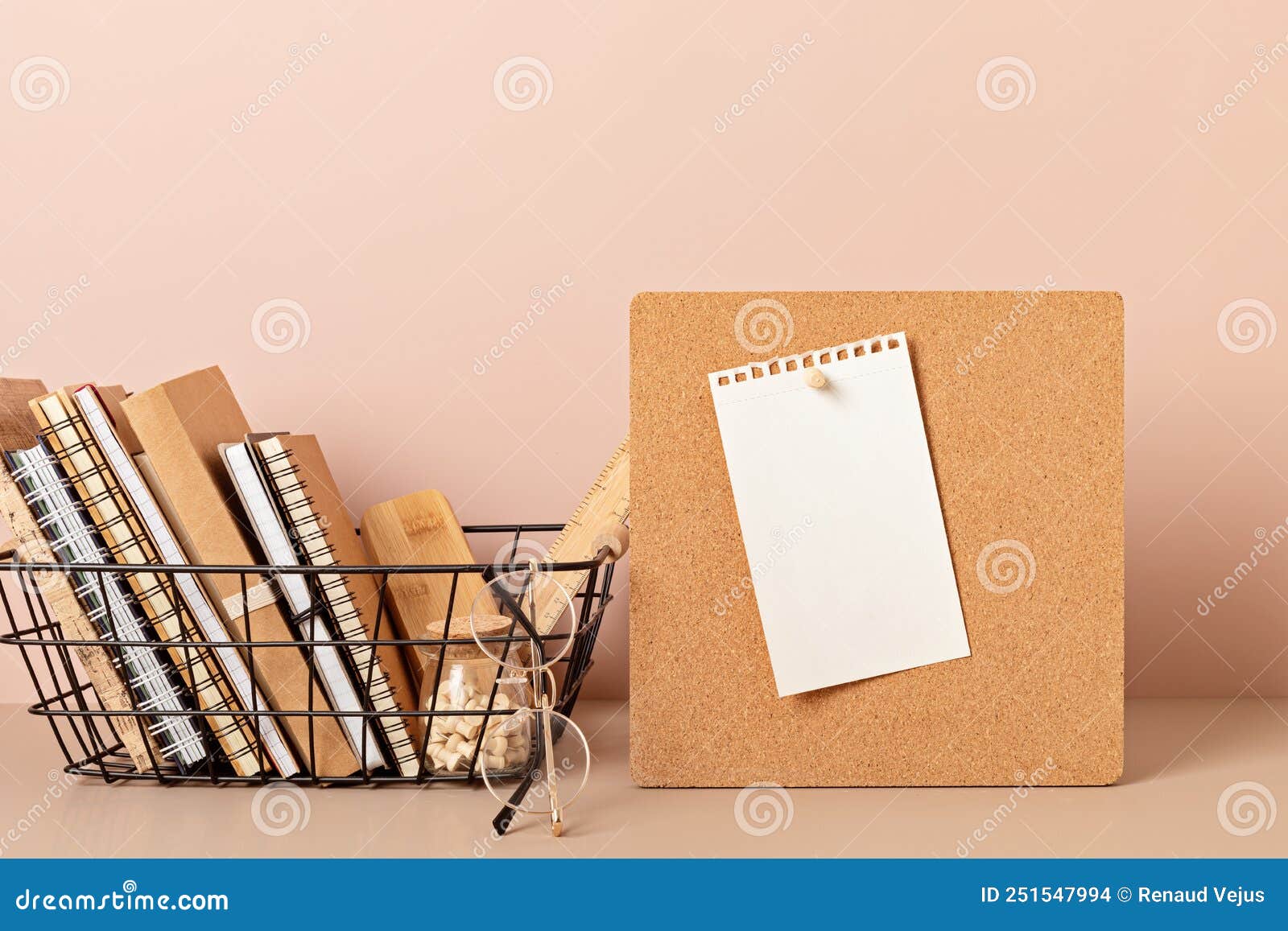 Cork Board Mockup, Desktop Organizer with School Stationary and Office ... Cork Board Mockup, Desktop Organizer with School Stationary and Office ...