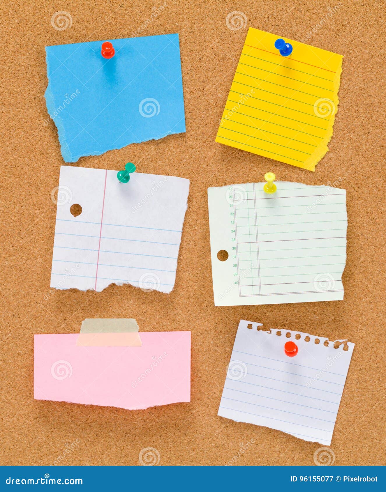 Cork Board and Notes stock image. Image of cork, thumbtack - 96155077