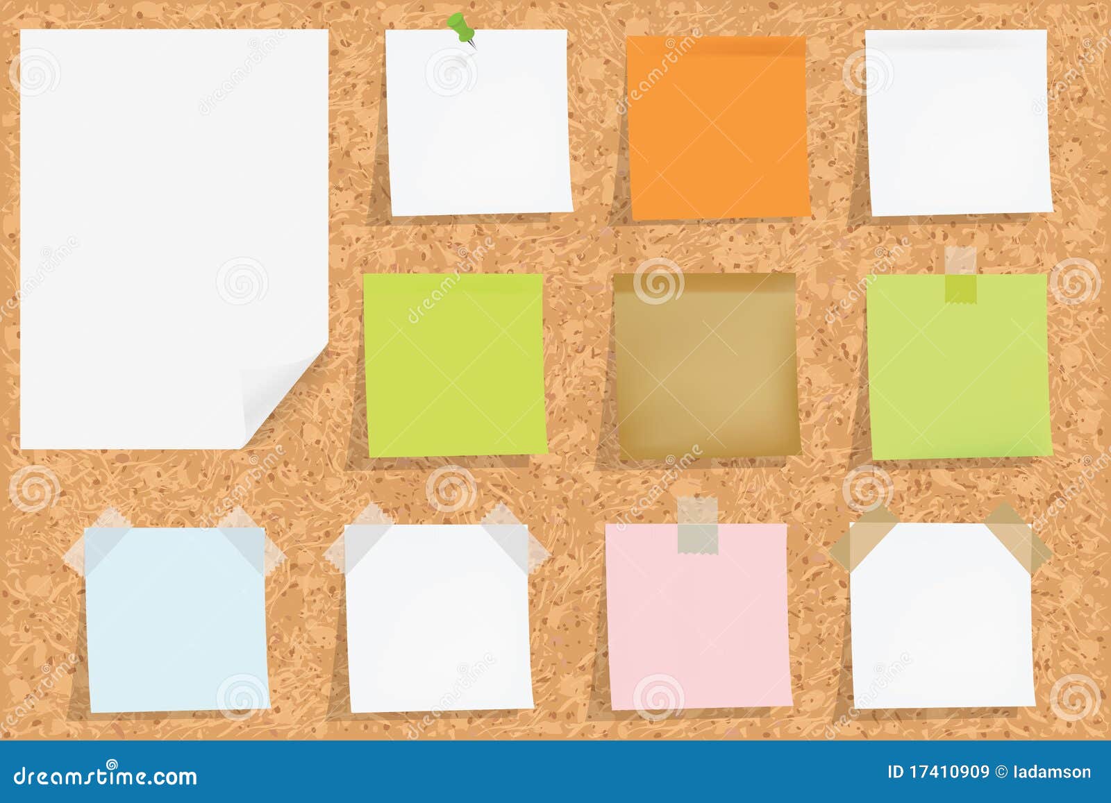 Cork Board with Notes. Vector Stock Vector - Illustration of memory ...
