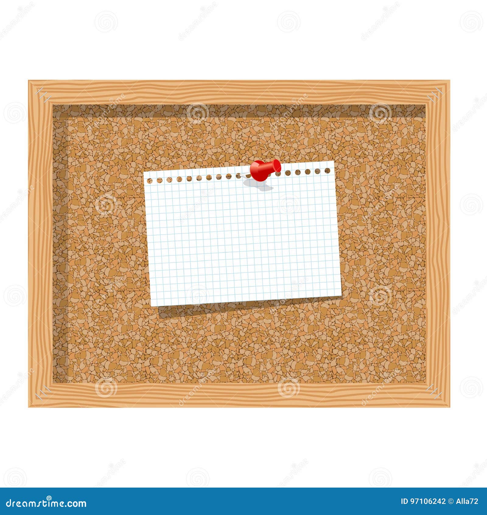 Cork Board with Pinned Paper Notepad Sheets Realistic Vector ...