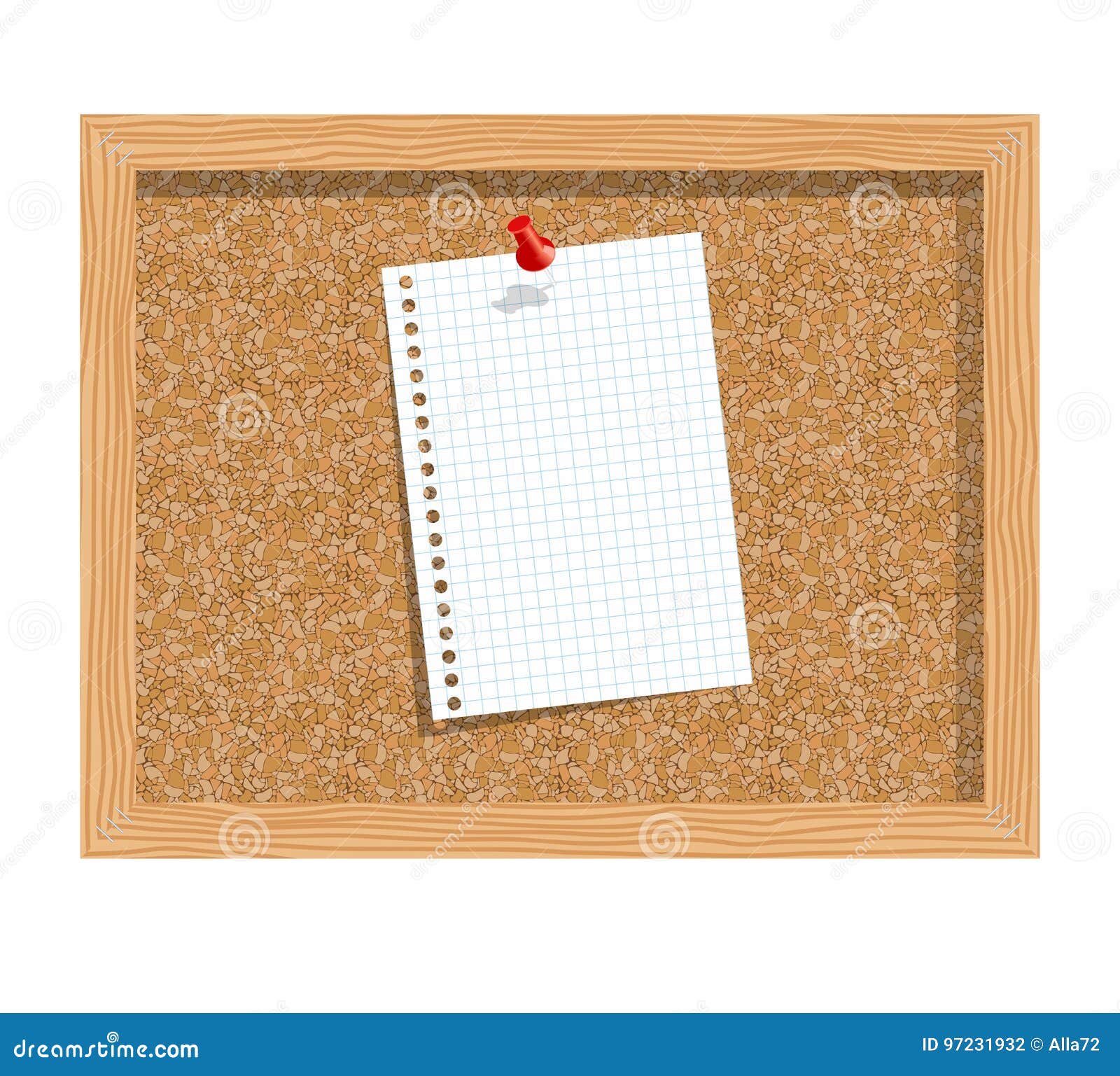 Cork Board with Pinned Paper Notepad Sheets Stock Vector - Illustration ...
