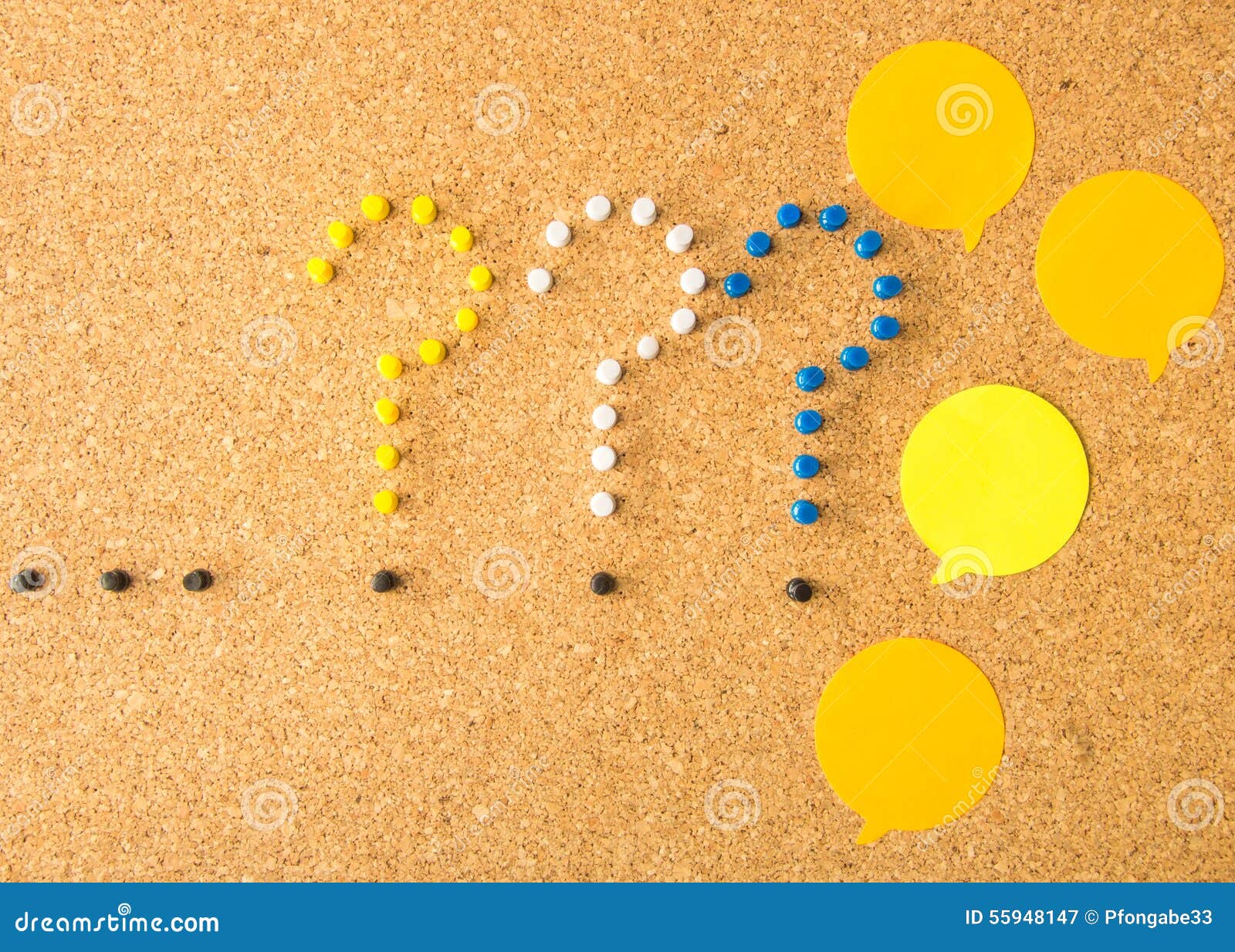 Cork Board Three Question Marks Points and Speech Bubbles Stock Image ...