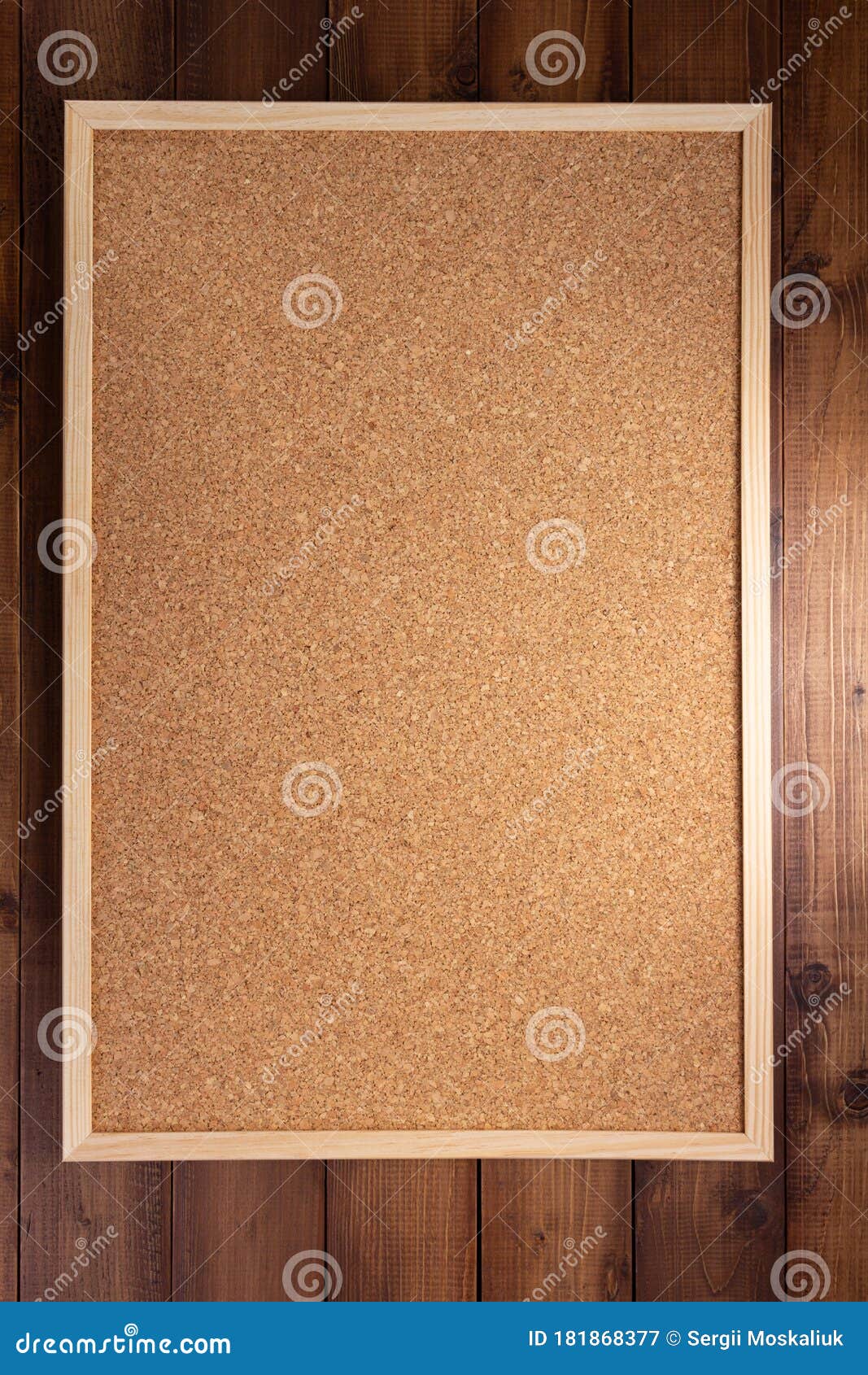 Cork Board on Wooden Background Stock Image - Image of pinned, empty ...