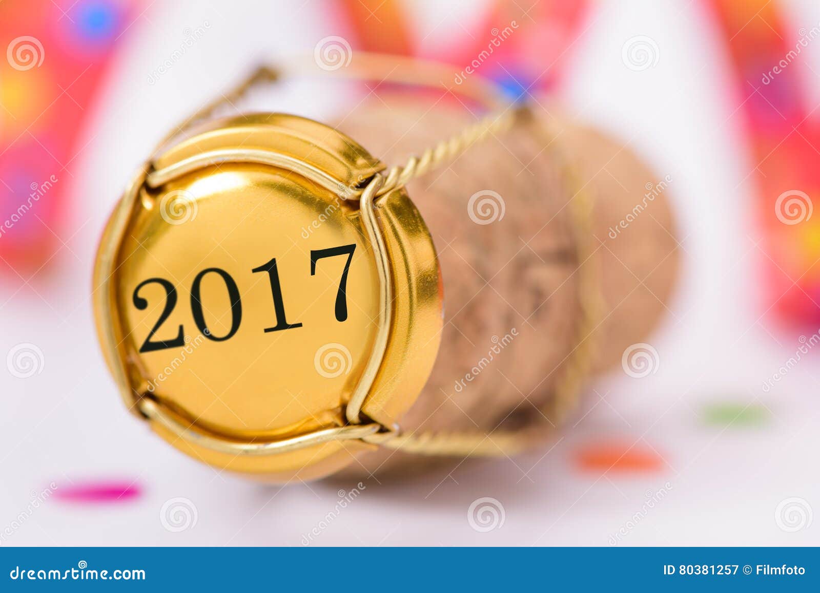 Cork of Champagne with Year Date 2017 Stock Image - Image of white ...