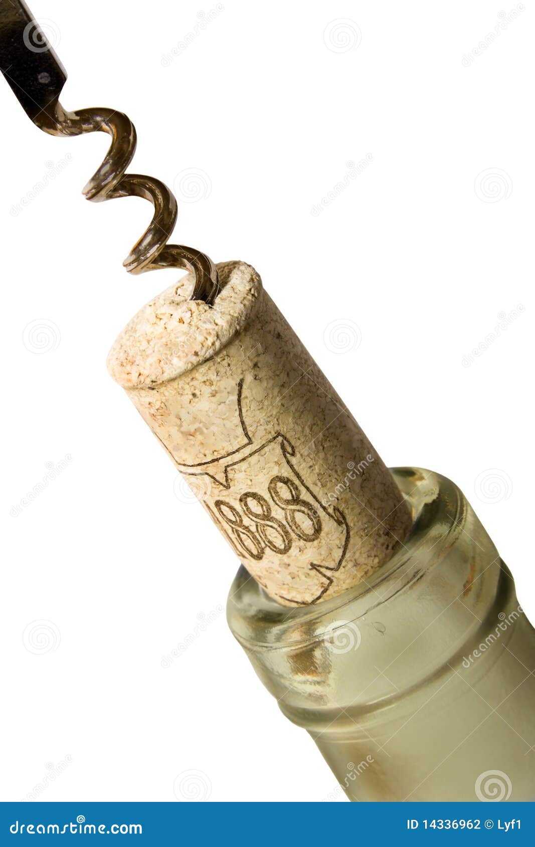 Cork with corkscrew stock photo. Image of isolated, open - 14336962