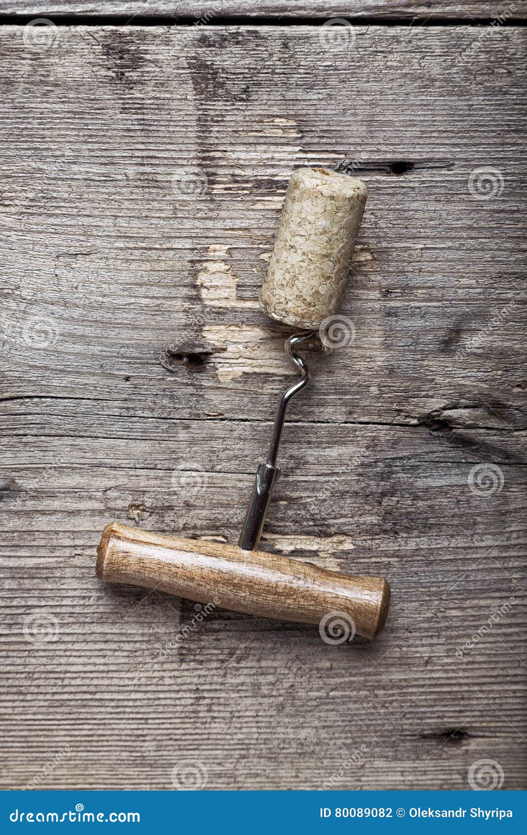 Cork and Corkscrew on Wooden Background Stock Photo - Image of drink ...