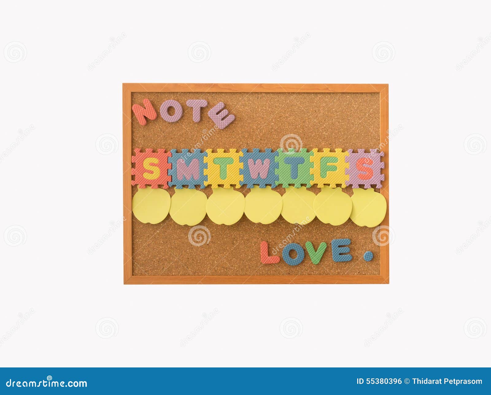 A Cork Notice Board with Empty Post it for Everyday in a Week with ...