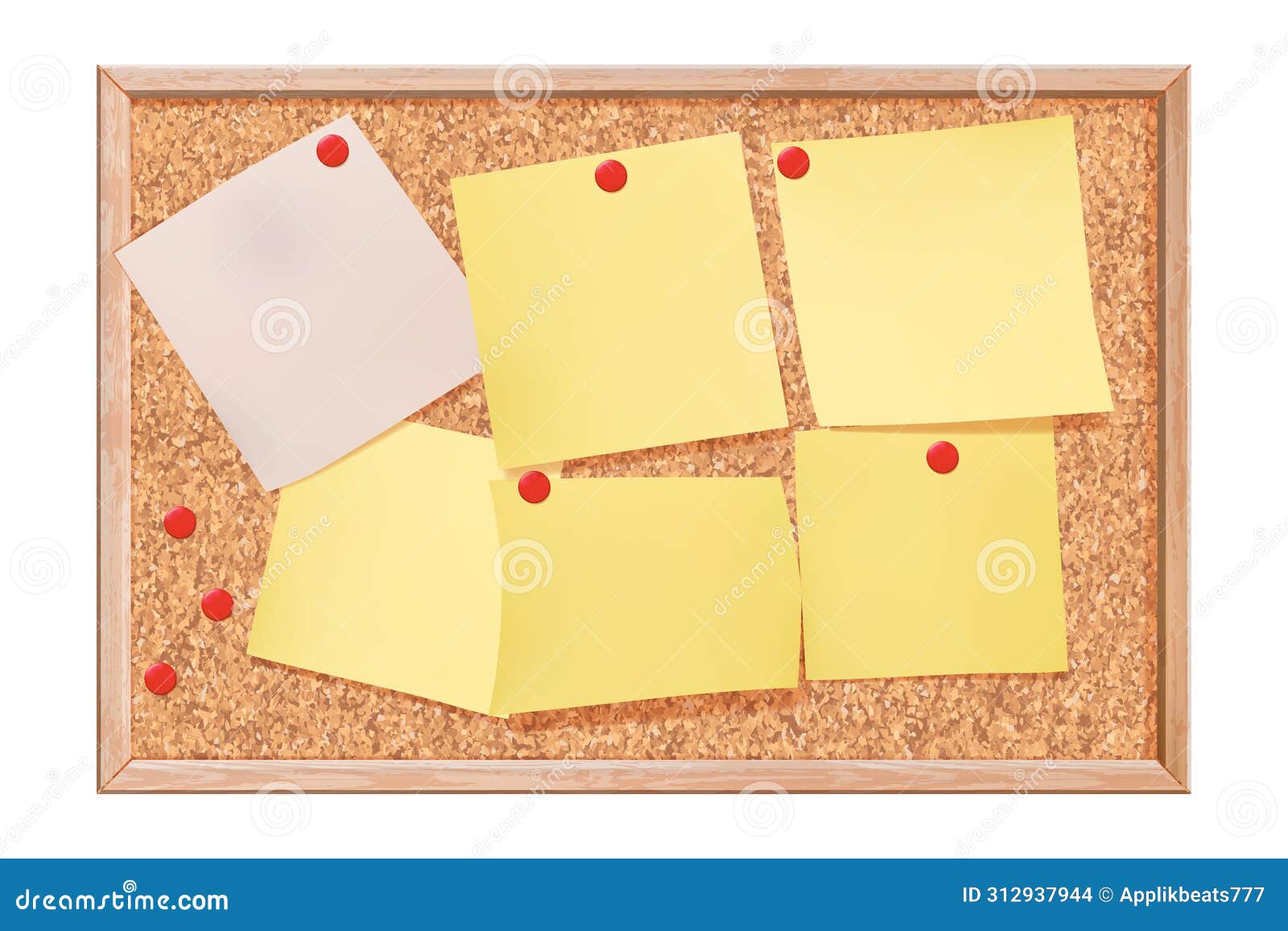 Cork Pinboard With Note Paper Cartoon Vector | CartoonDealer.com #122771017