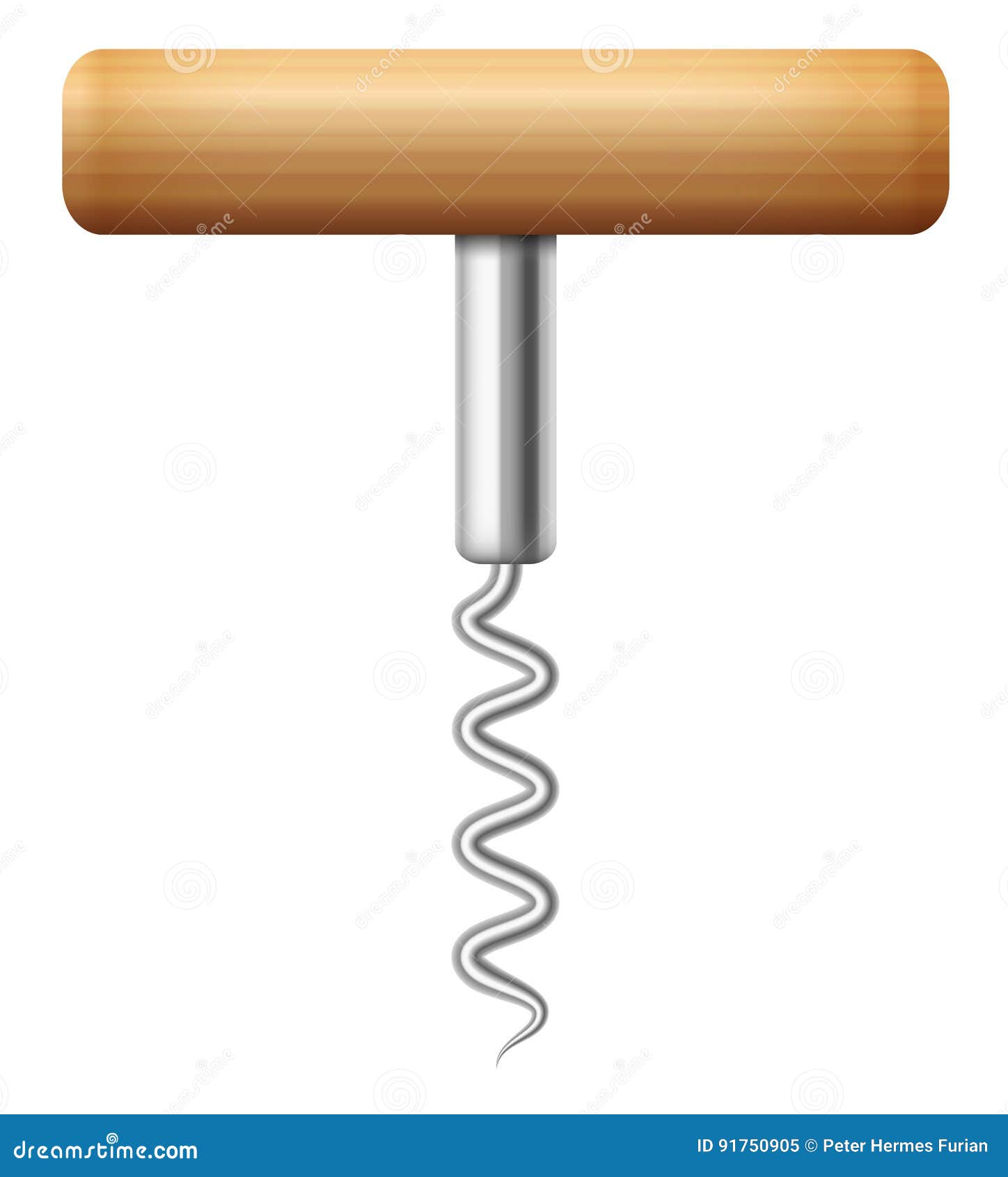 Cork Screw Wooden Handle ilustración del vector. Ilustración de metal ...