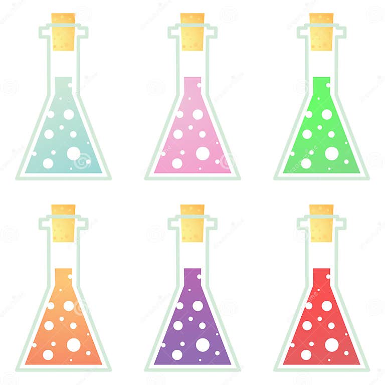 Cork Sealed Lab Bottles Set Stock Illustration - Illustration of ...