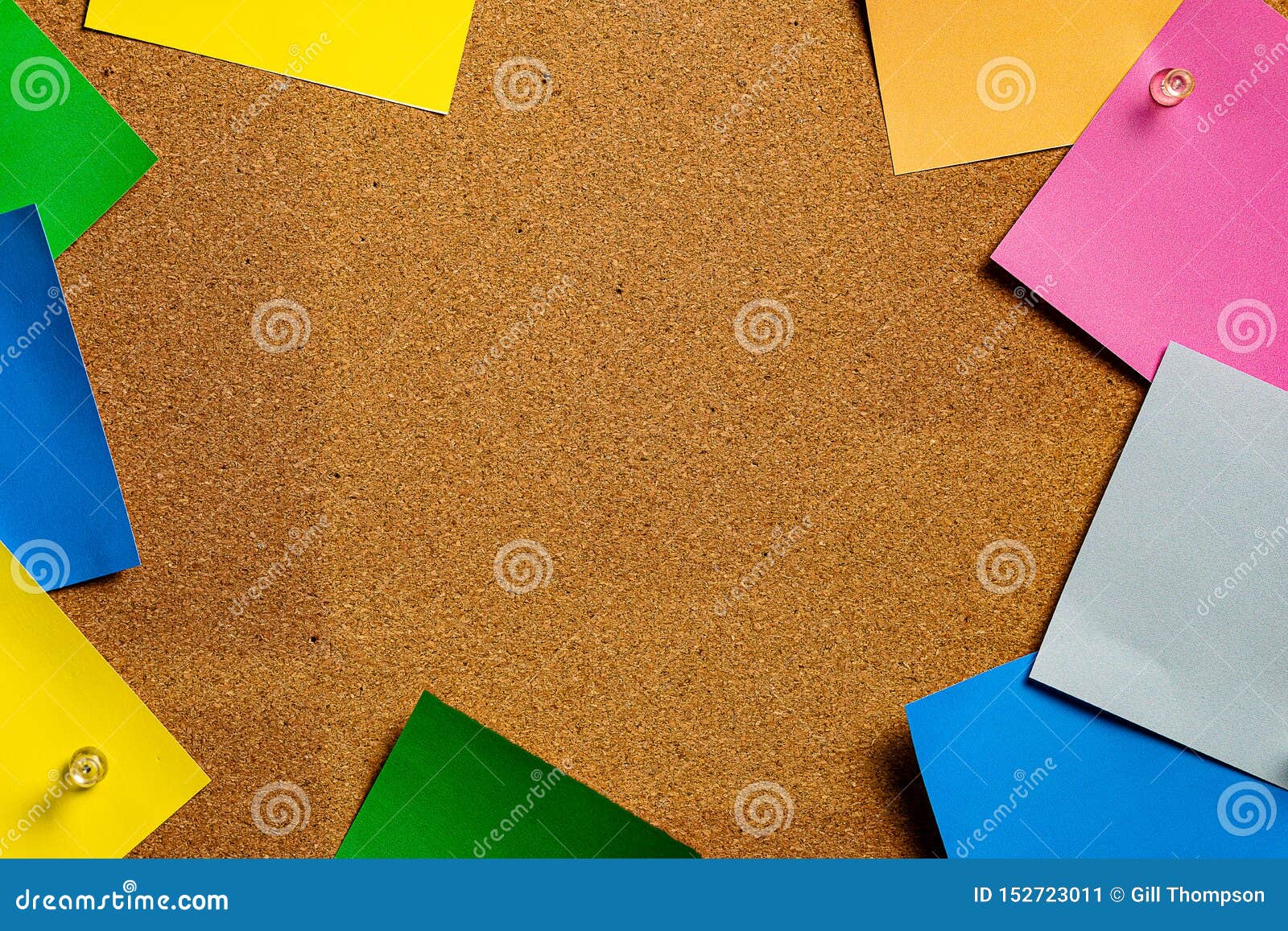 Corkboard/Bulletin Board with a Group of Various Colored Sticky Notes ...