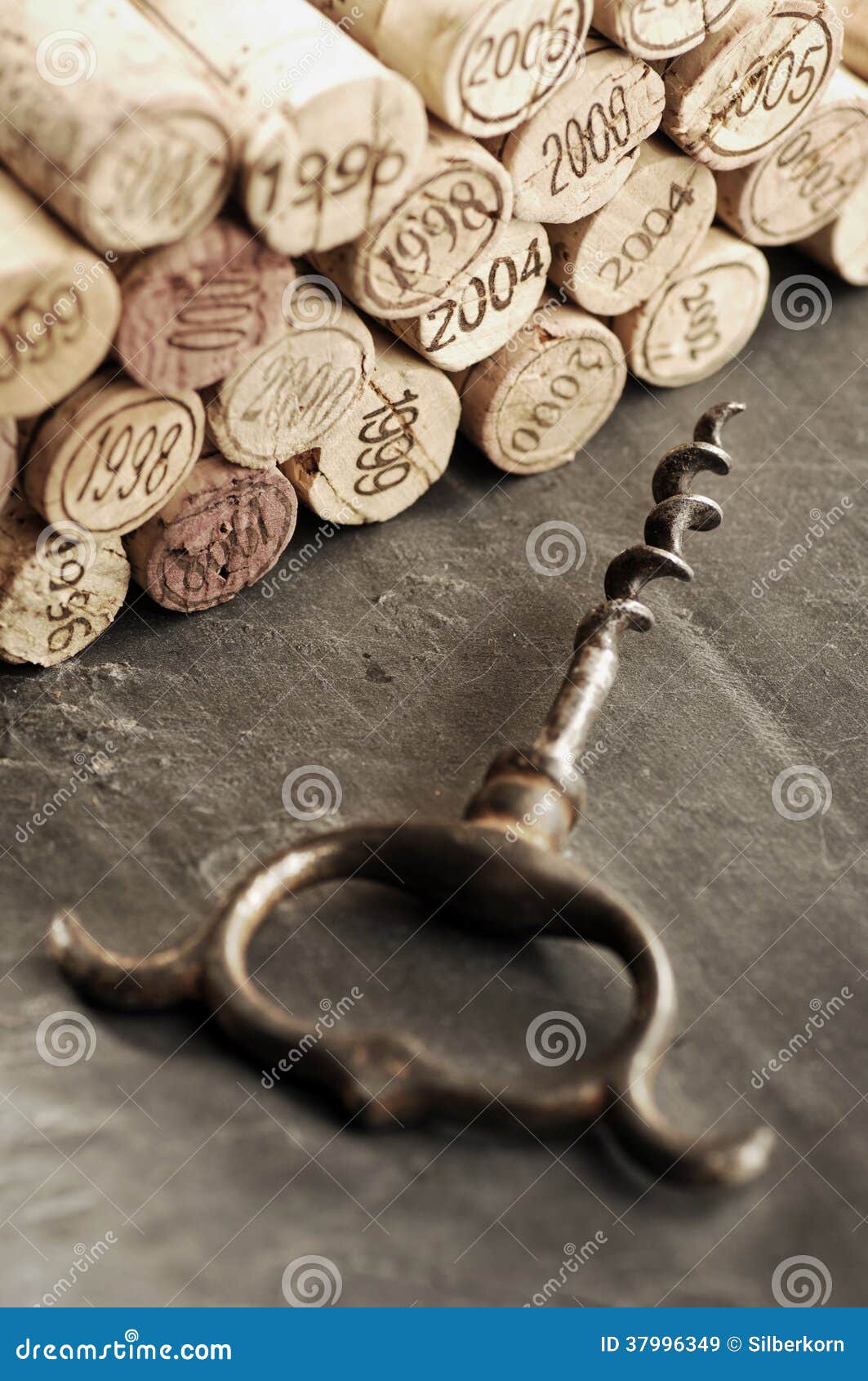Corks and corkscrew stock image. Image of variety, wine - 37996349