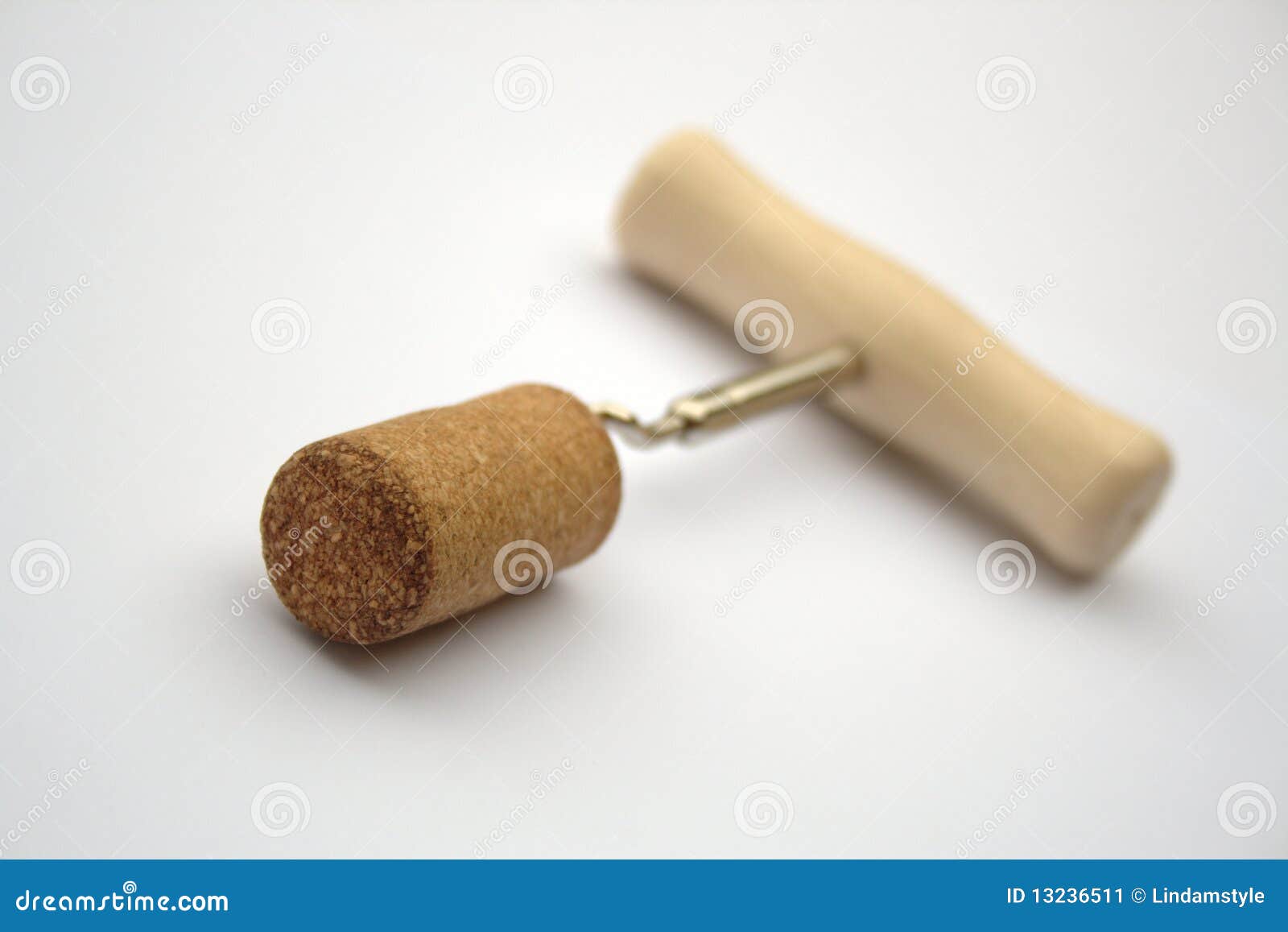 Corkscrew with cork stock image. Image of cork, white - 13236511