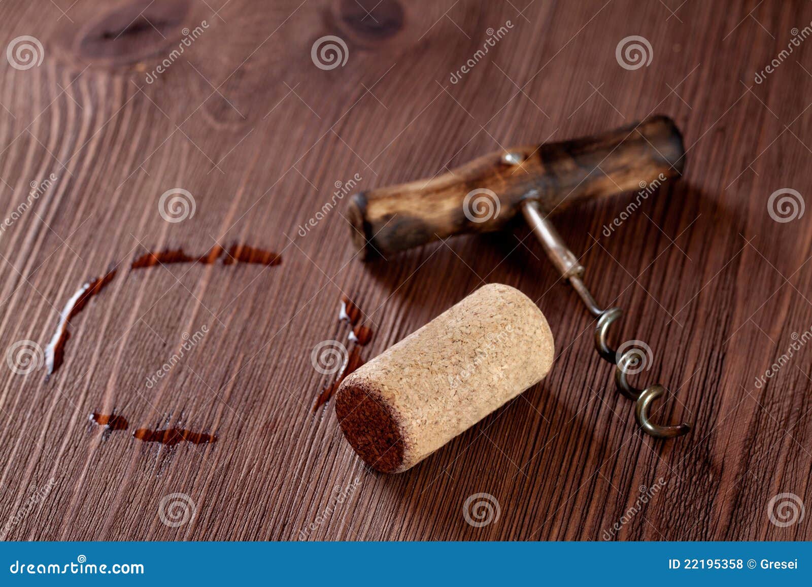 Corkscrew and Cork stock photo. Image of corks, close - 22195358