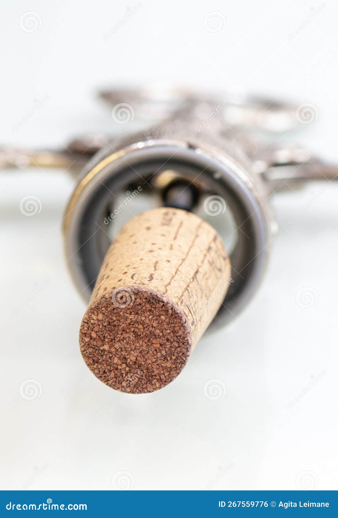 Corkscrew with Cork Isolated on White . Stock Photo - Image of isolated ...