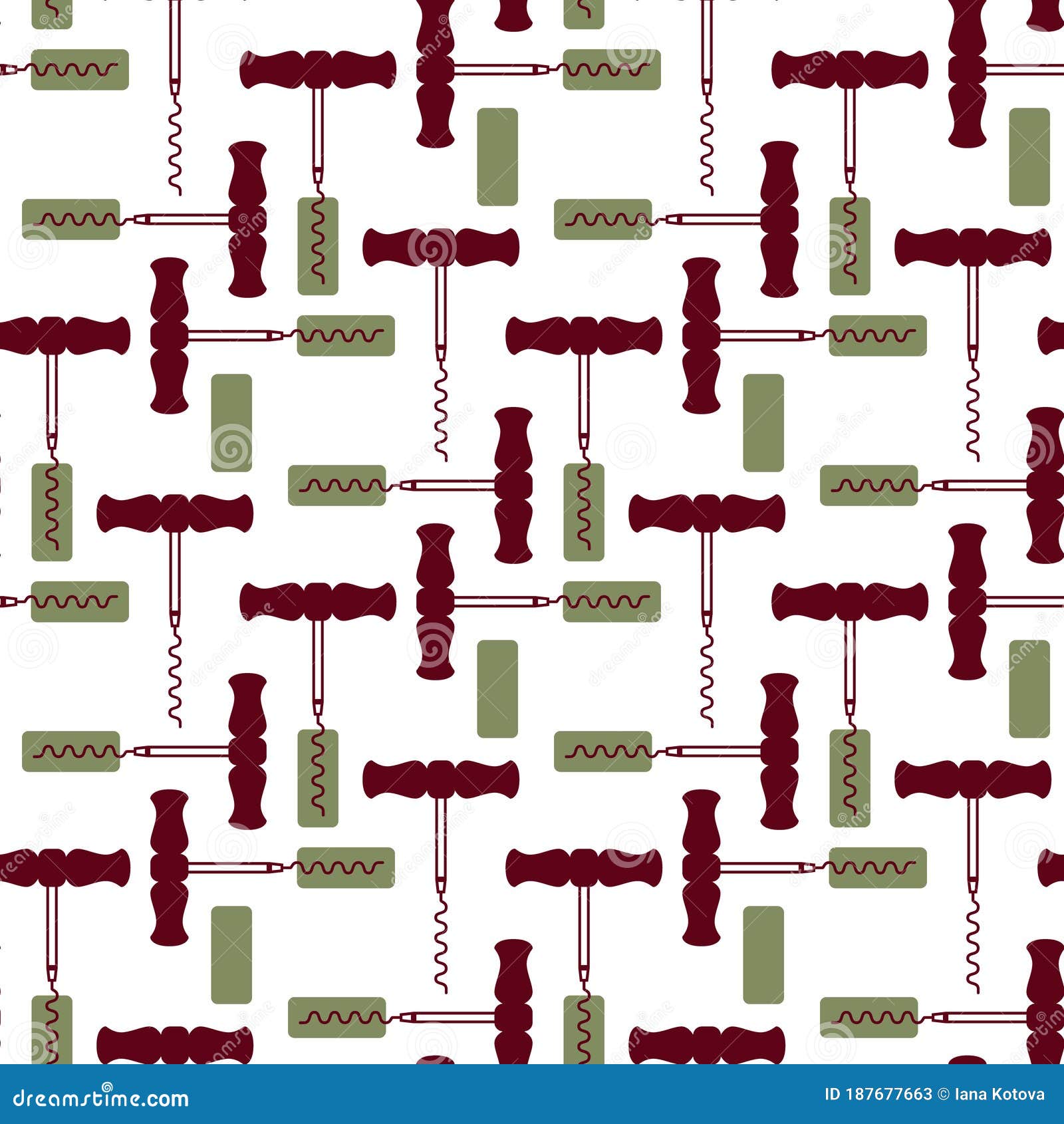 Corkscrew and Cork. Seamless Texture Stock Vector - Illustration of ...