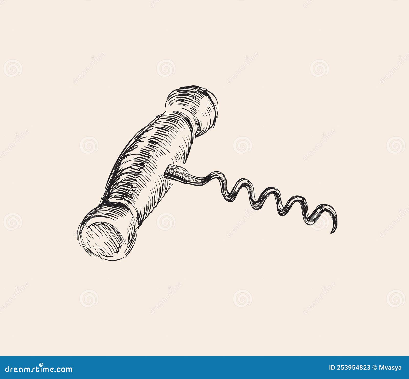 Corkscrew Hand Drawing Vector Illustration. Vintage Style Stock Vector ...