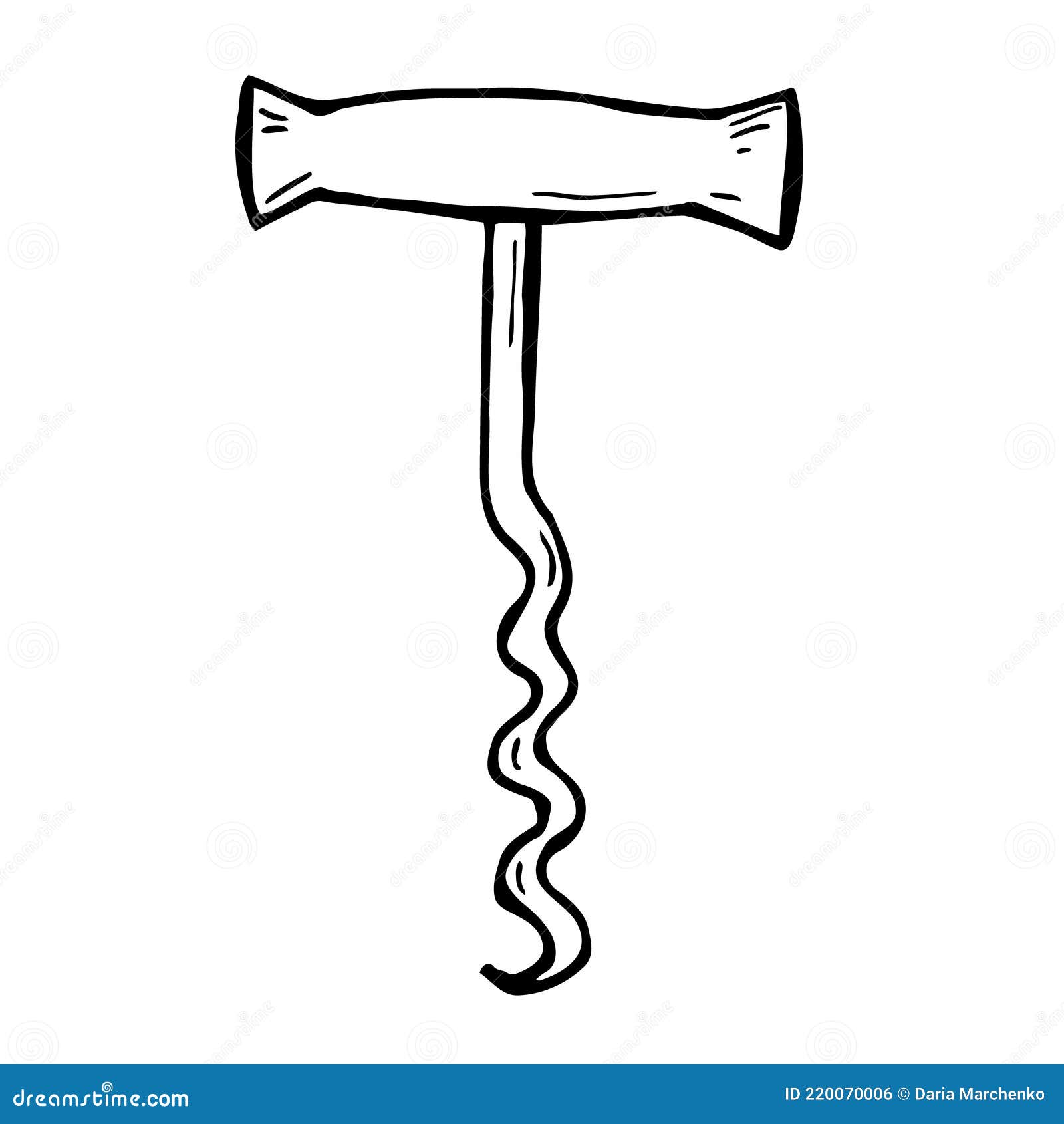 Corkscrew Hand Drawn Vector Doodle Illustration. Cartoon Corkscrew ...