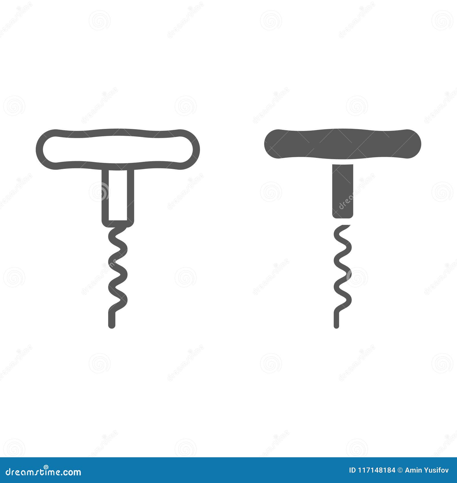 Corkscrew Line and Glyph Icon, Kitchen Stock Vector - Illustration of ...