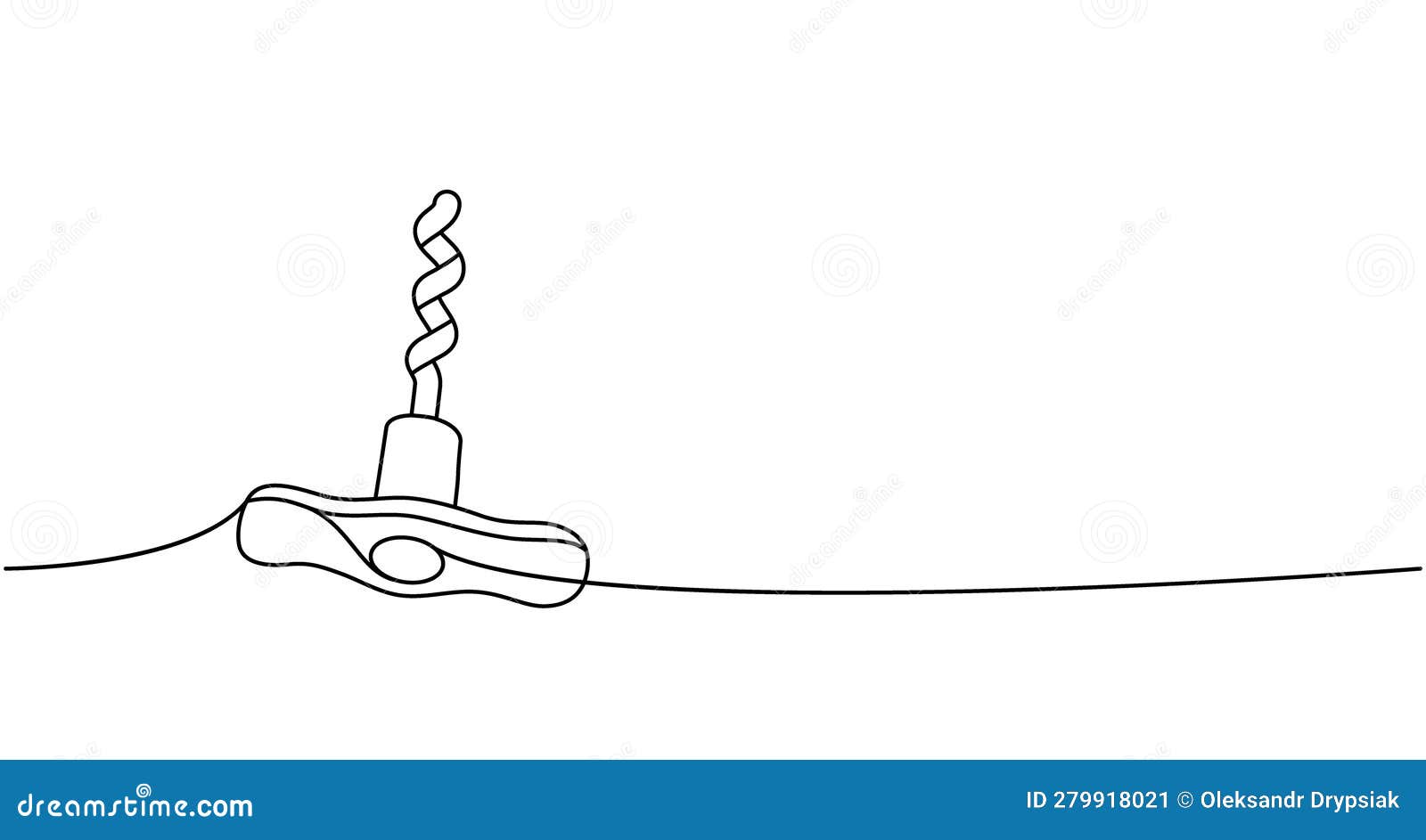 Corkscrew In One Continuous Line Drawing Style Cartoon Vector ...