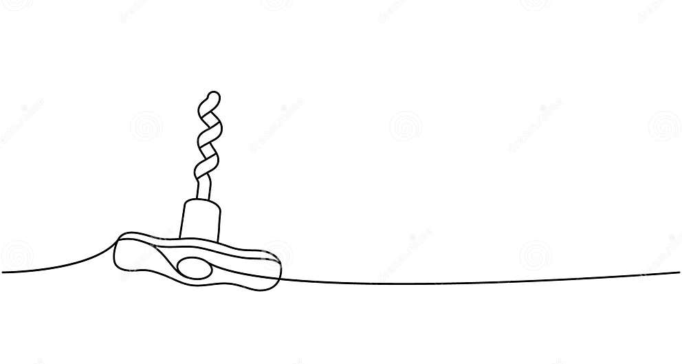 Corkscrew One Line Continuous Drawing. Kitchen Tools Continuous One ...