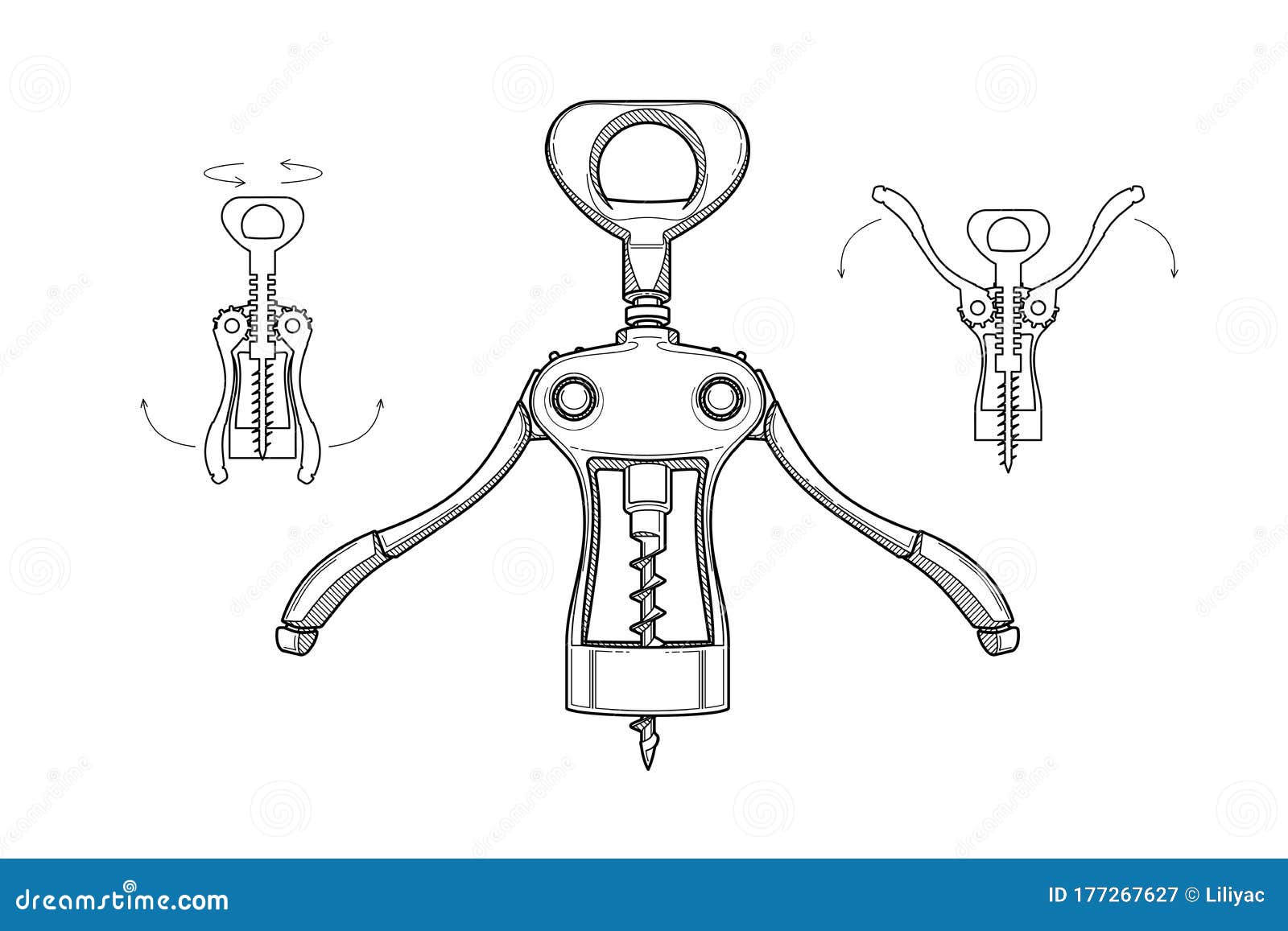 Corkscrew - a Scheme for Opening a Bottle. Spinning Corkscrew ...