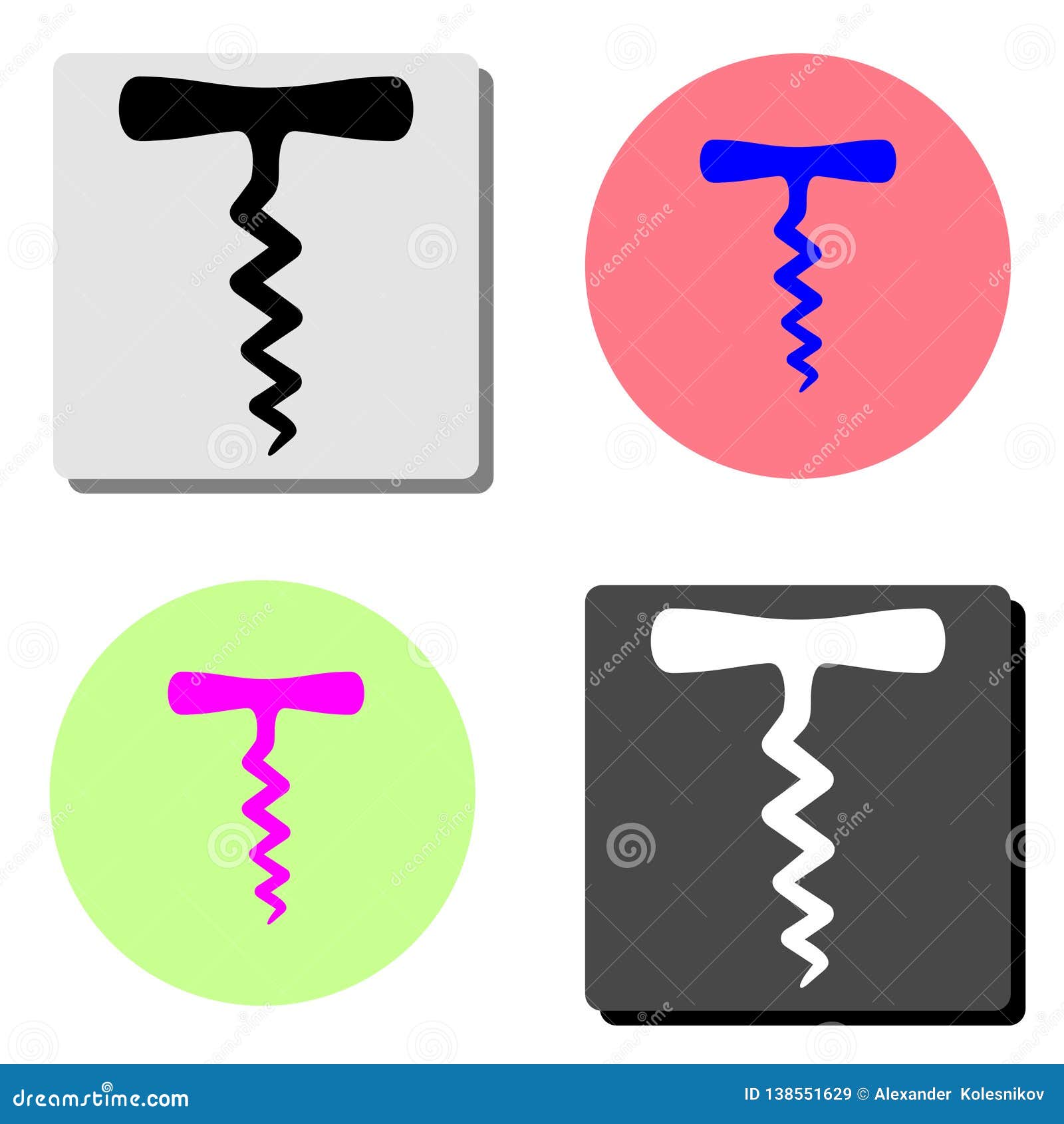 Corkscrew. Flat Vector Icon Stock Vector - Illustration of graphic ...