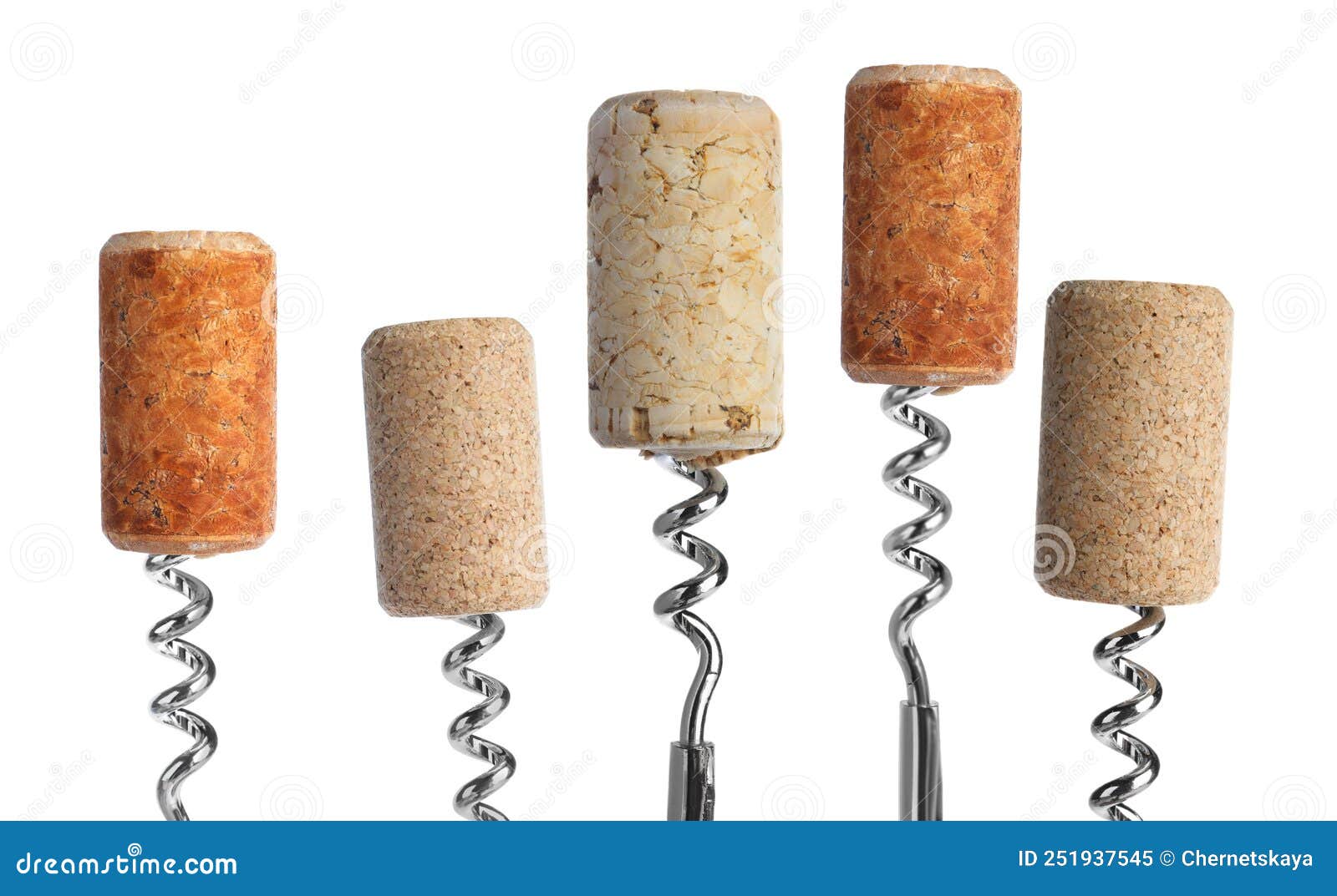Corkscrews with Wine Corks on White Background Stock Image - Image of ...
