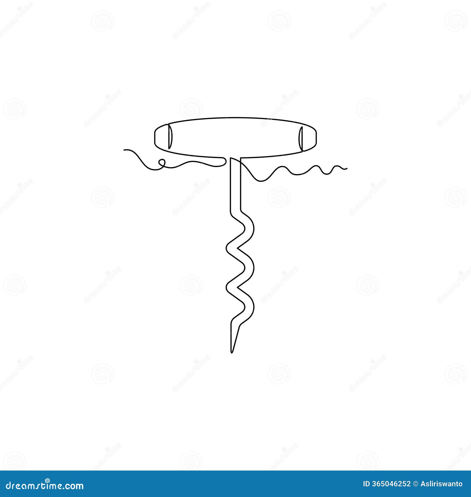 Corkscrew In One Continuous Line Drawing Style Cartoon Vector ...