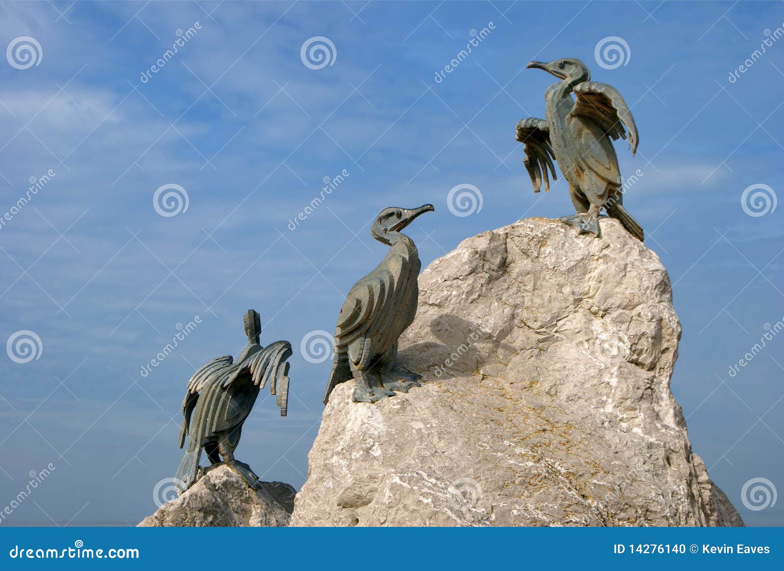 Cormorant Sculpture on Rock Stock Photo - Image of coastal, lancashire ...