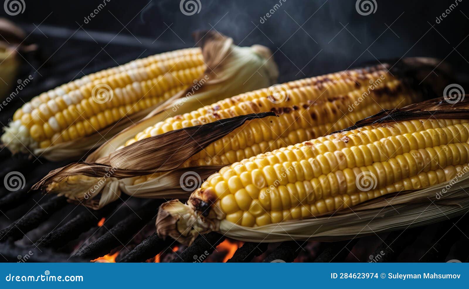 Corn on the barbecue stock illustration. Illustration of cooked - 284623974