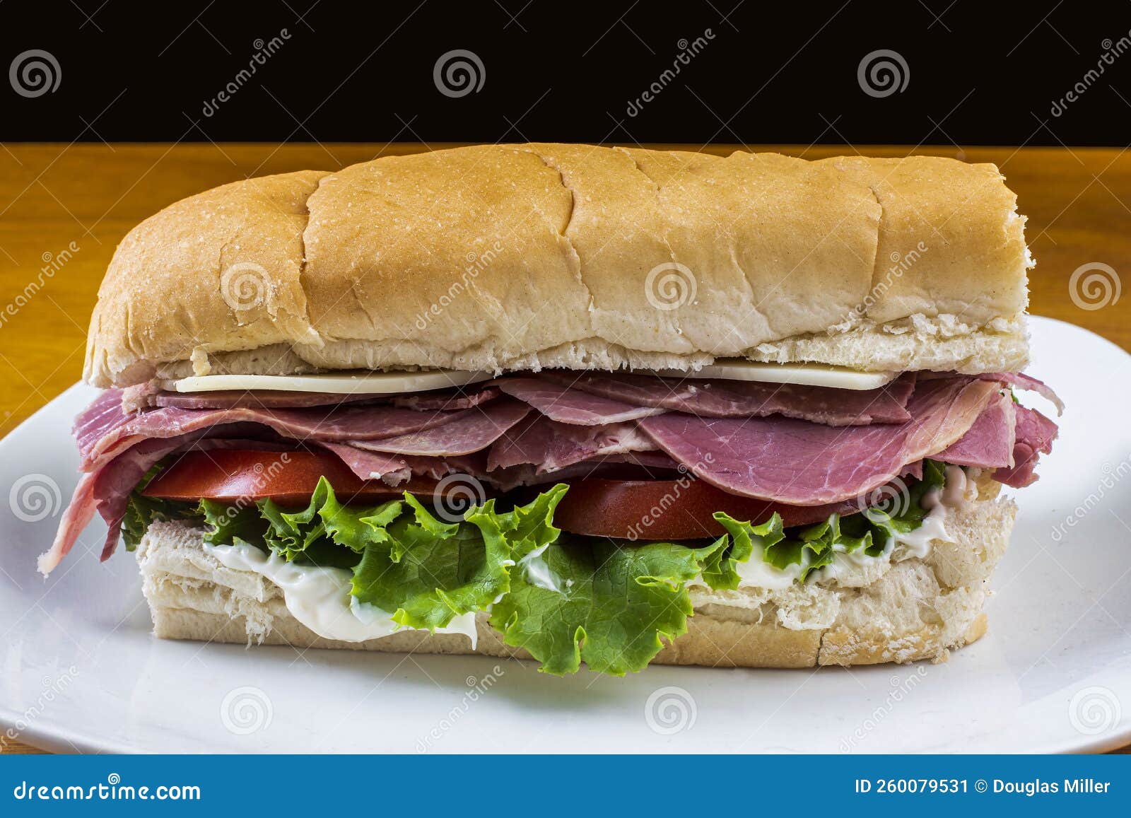 Corn Beff Sub with Lettuce Tomato and Cheese Stock Image - Image of ...