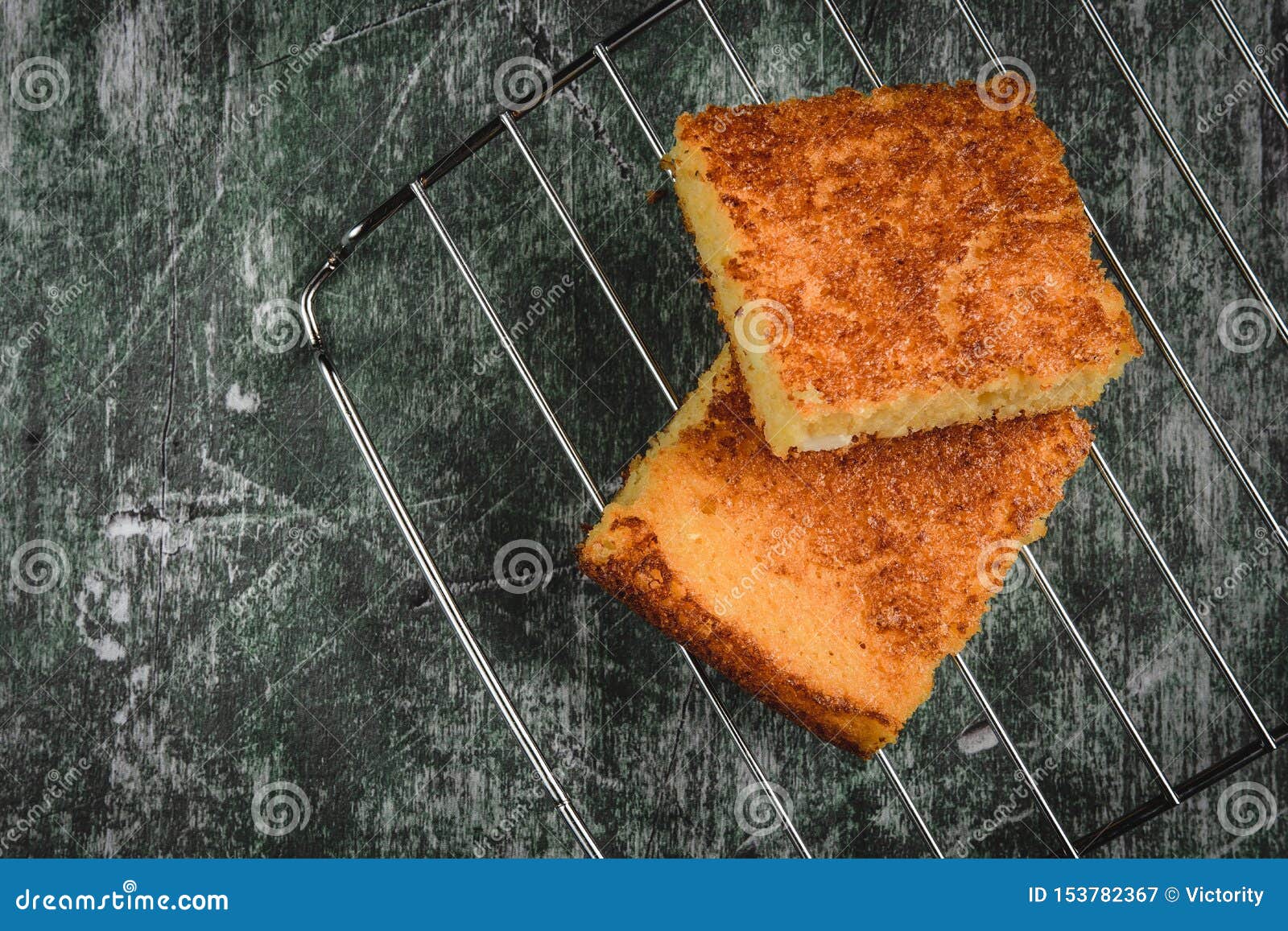 Corn Bread Squares Slices on Dark Rustic Background Stock Image - Image ...